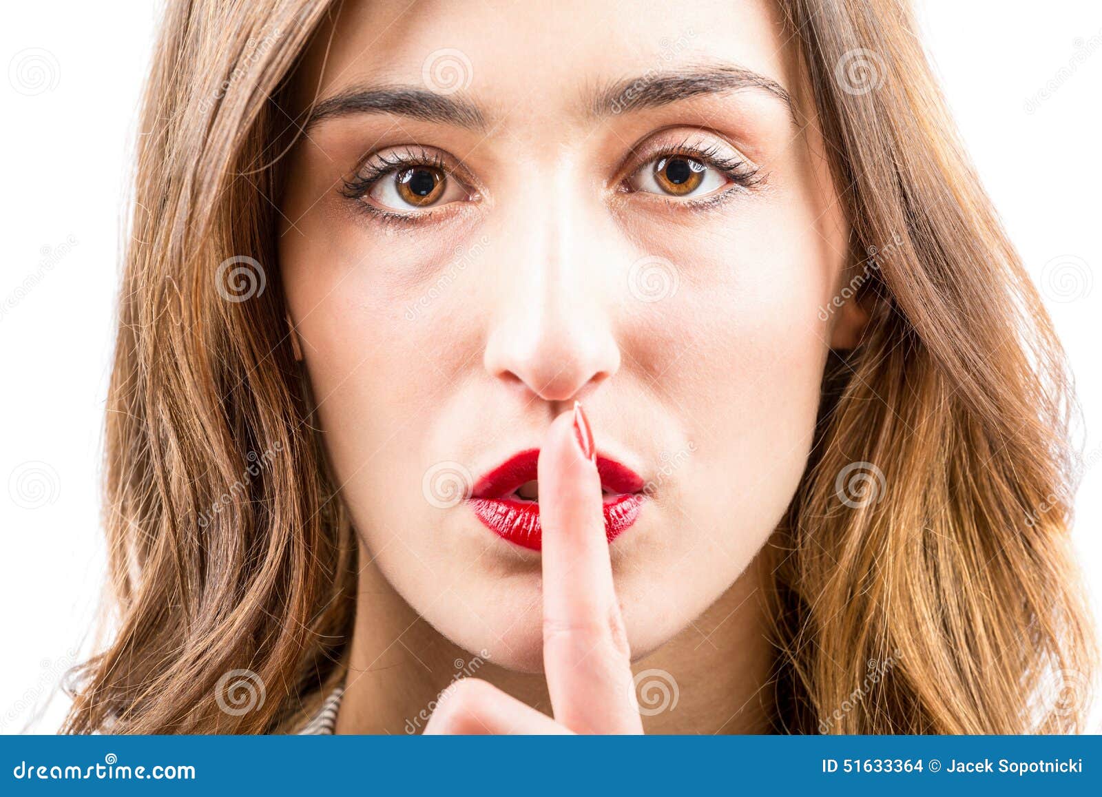 Shh. Finger on lips. stock photo. Image of female, fingernail - 51633364