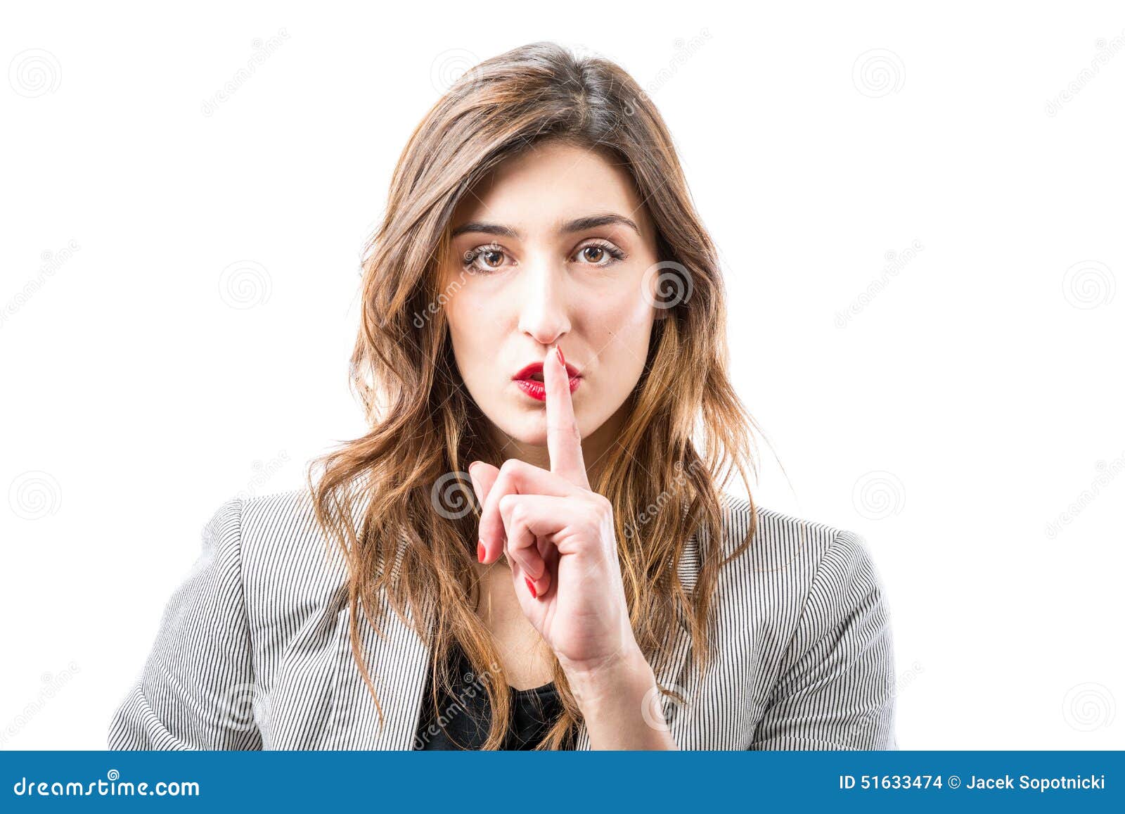 Shh. Finger on lips. stock photo. Image of hand, beautiful - 51633474