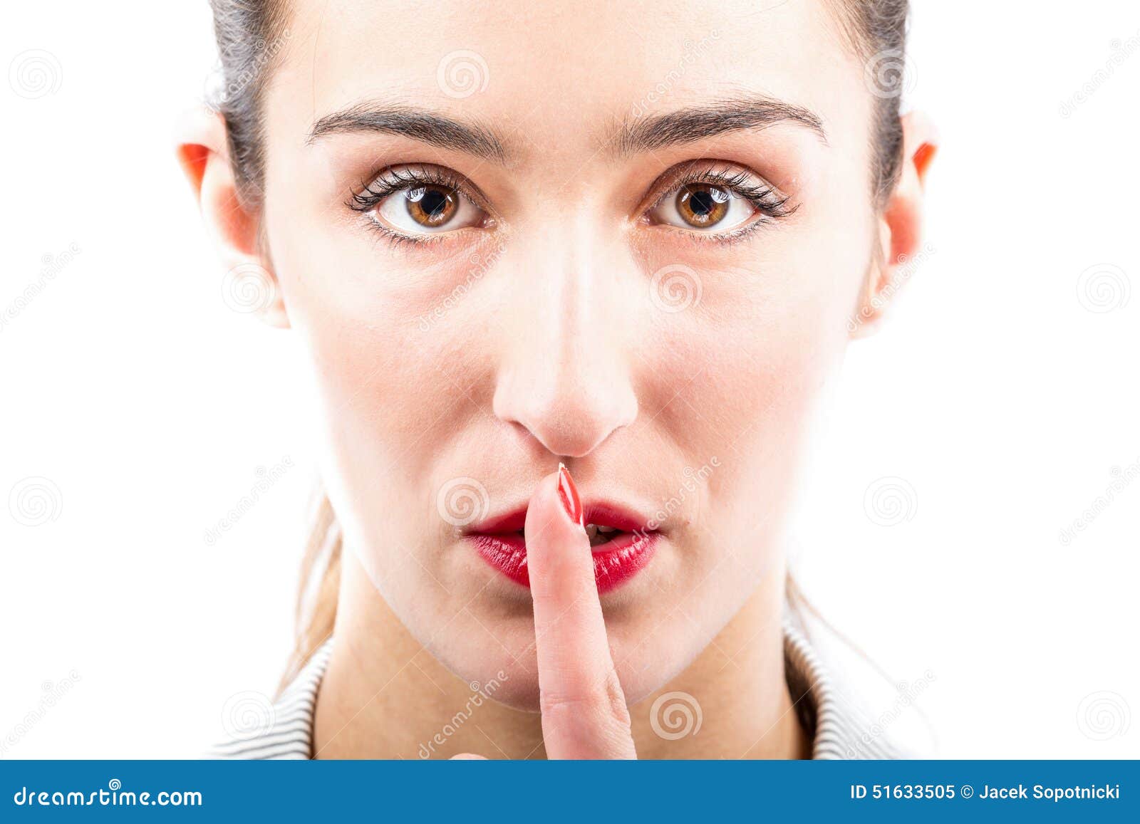 Shh. Finger on lips. stock image. Image of finger, pretty - 51633505