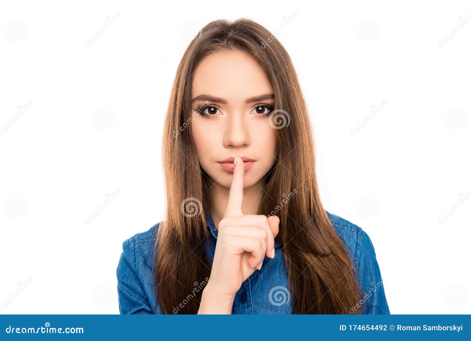 Shh! Joven Linda Mujer Pidiendo Silencio Foto de archivo - Imagen de ...