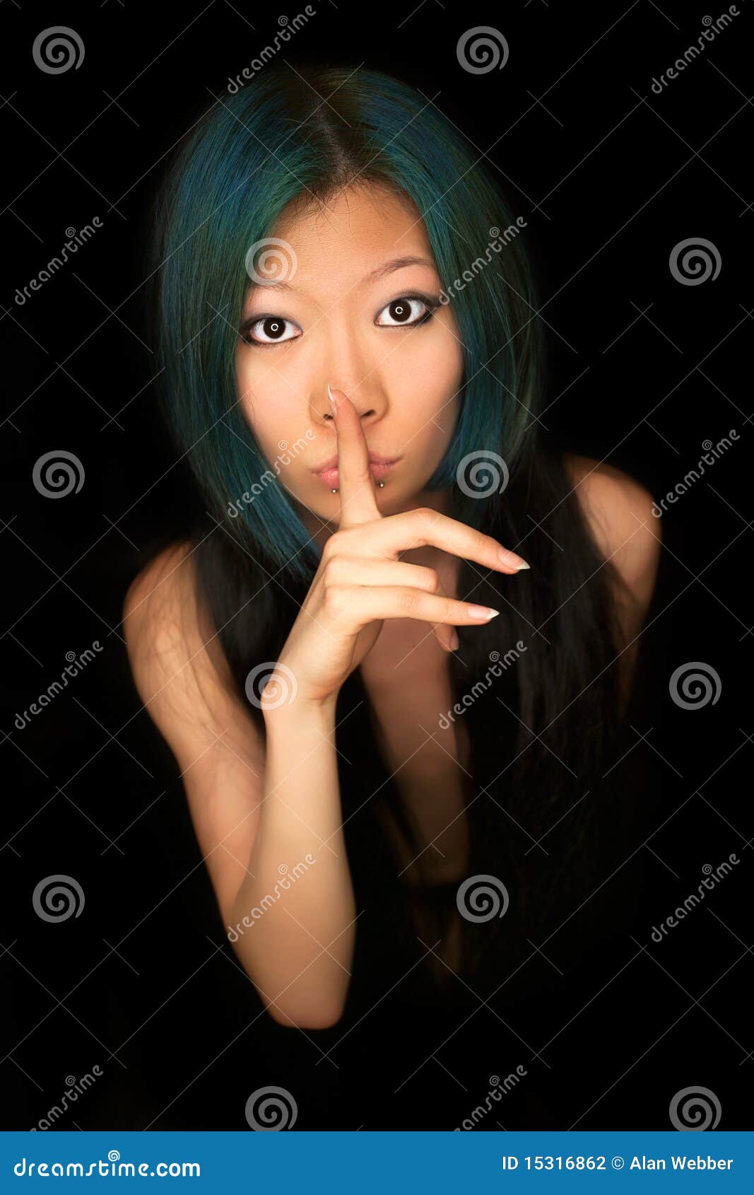 Shhh stock photo. Image of isolated, hair, long, lips - 15316862