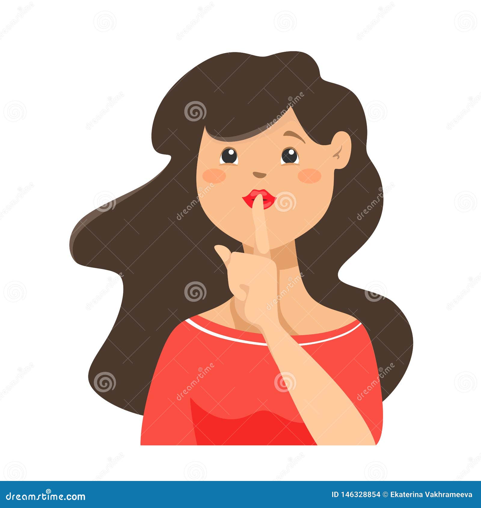 Shhh Pretty Woman Keeps Fingers On Lips Demonstrates Silence Sign Has A Secret Isolated