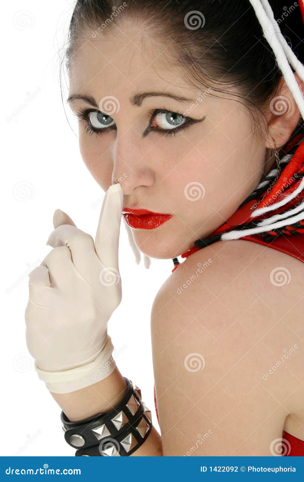 Shhhhh stock photo. Image of caucasian, latex, head, teenager - 1422092