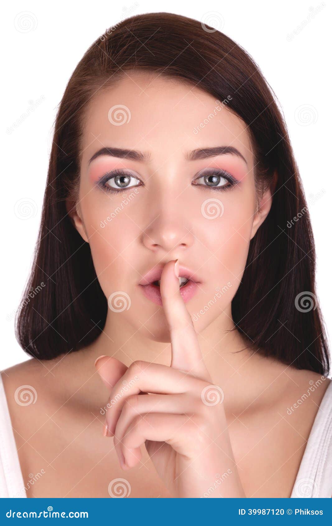 Shhhhh stock photo. Image of blue, girl, facial, focus - 39987120