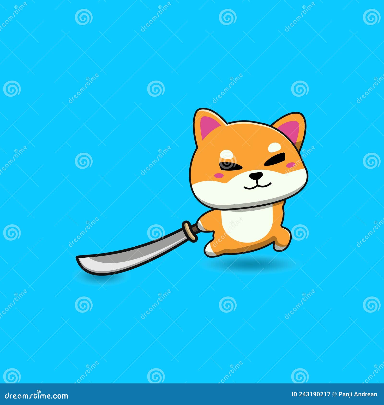 Shiba Inu Angry while Carrying Sword Stock Vector - Illustration of ...