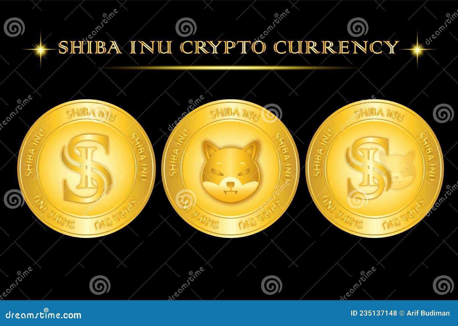 Shiba Inu Gold Coin Crypto Currency Icon Set Logo Editorial Stock Photo ...