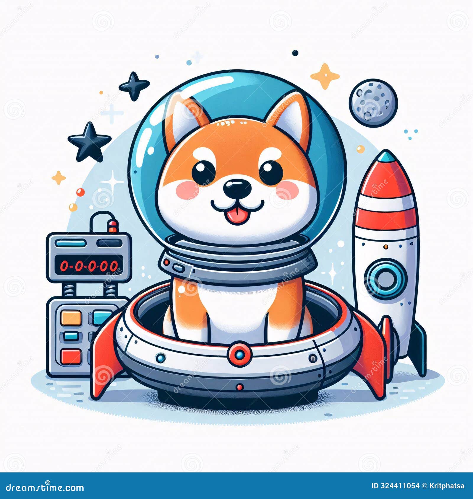 Shiba Inu Vector Design with Flying Rocket Generative Ai for ...