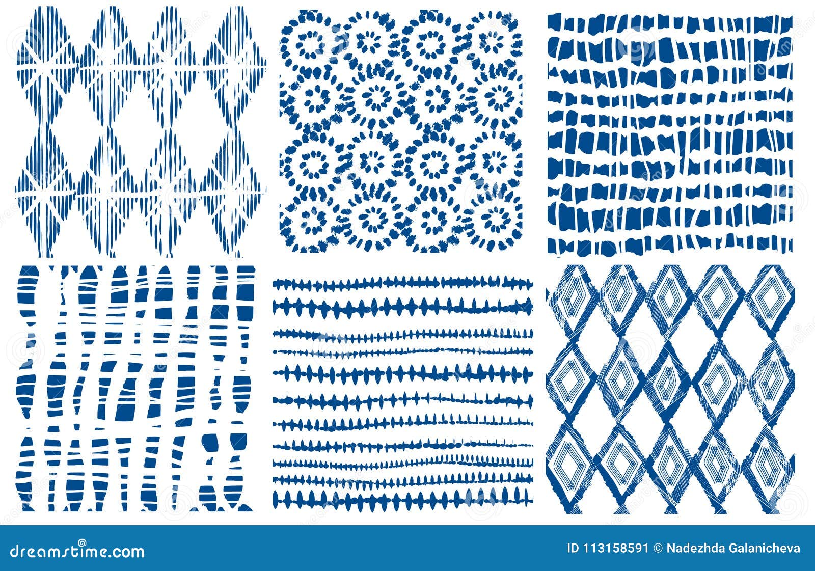 Shibori Indigo Seamless Pattern. Vector Indigo Print Stock Illustration ...