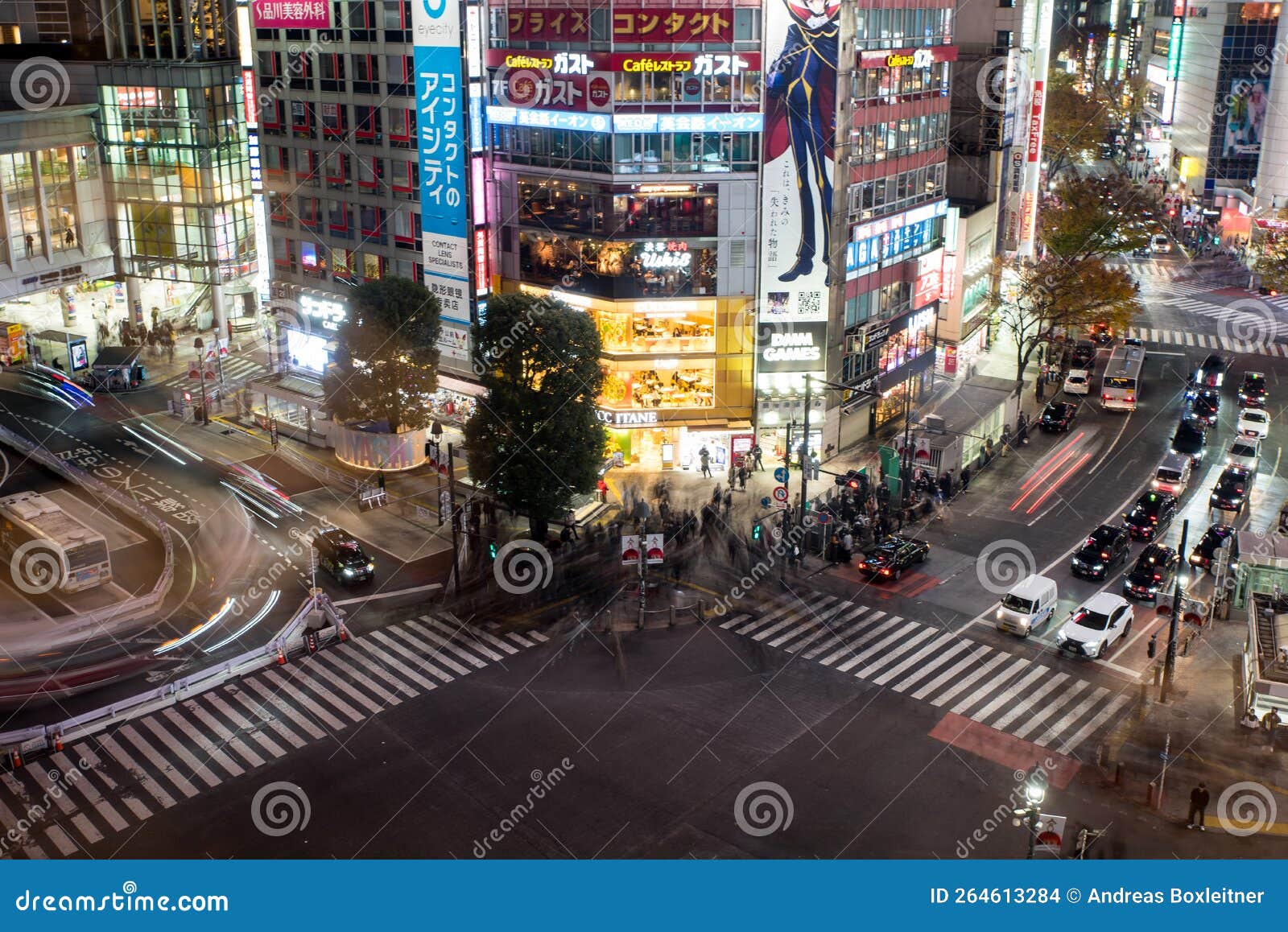Shibuya Crossing from Top at Night Editorial Stock Image - Image of ...