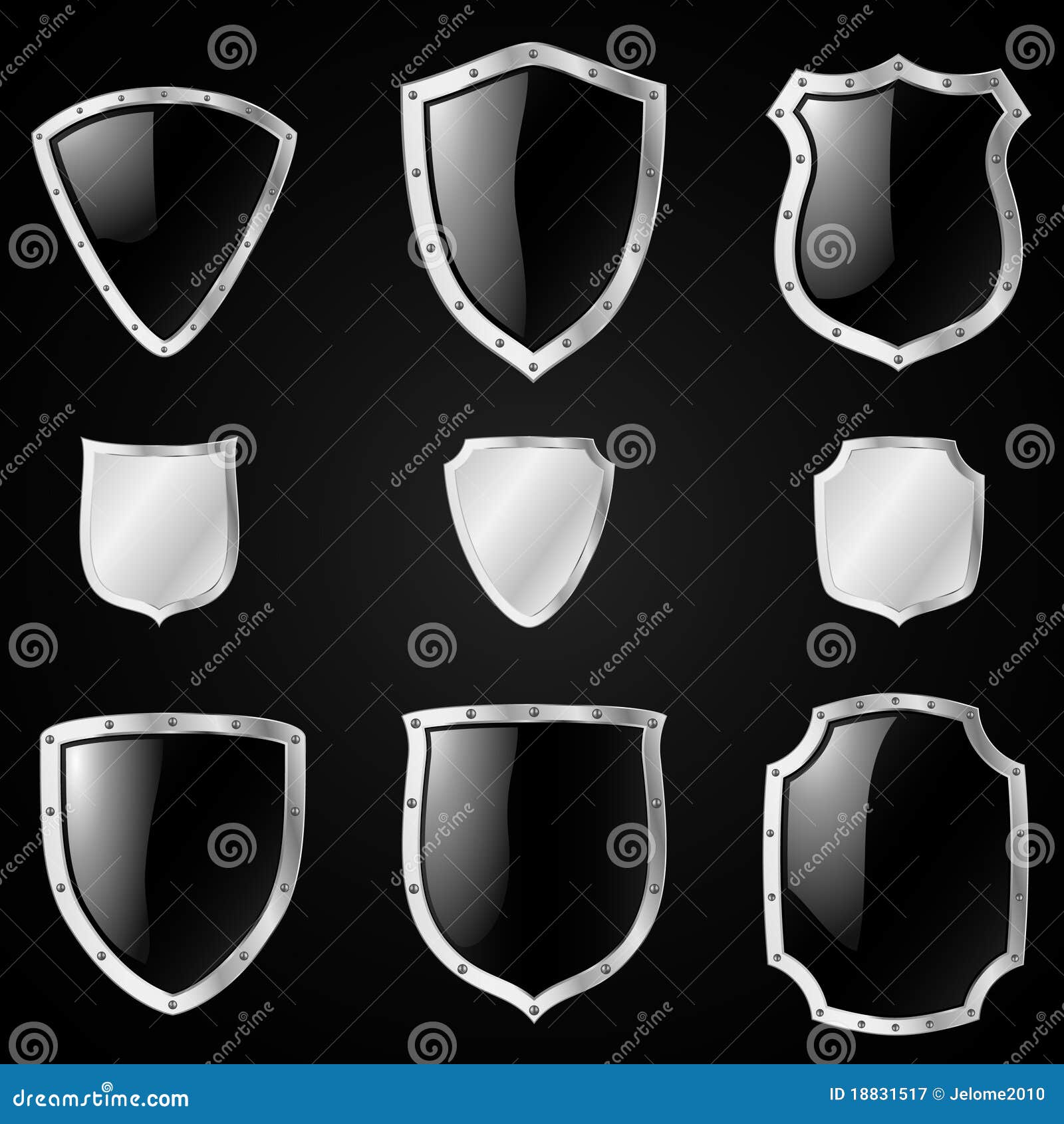 Big Set Of Shields Different Forms With Wings, Wreath And Vintage ...