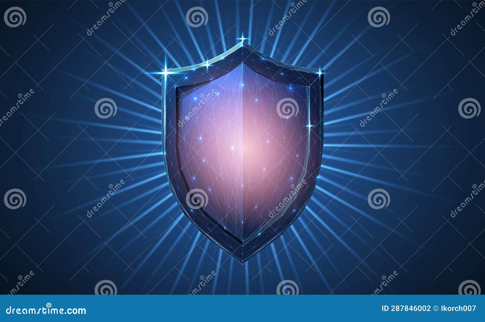 Shield. Abstract Vector 3d Shield Isolated on Blue Stock Vector ...