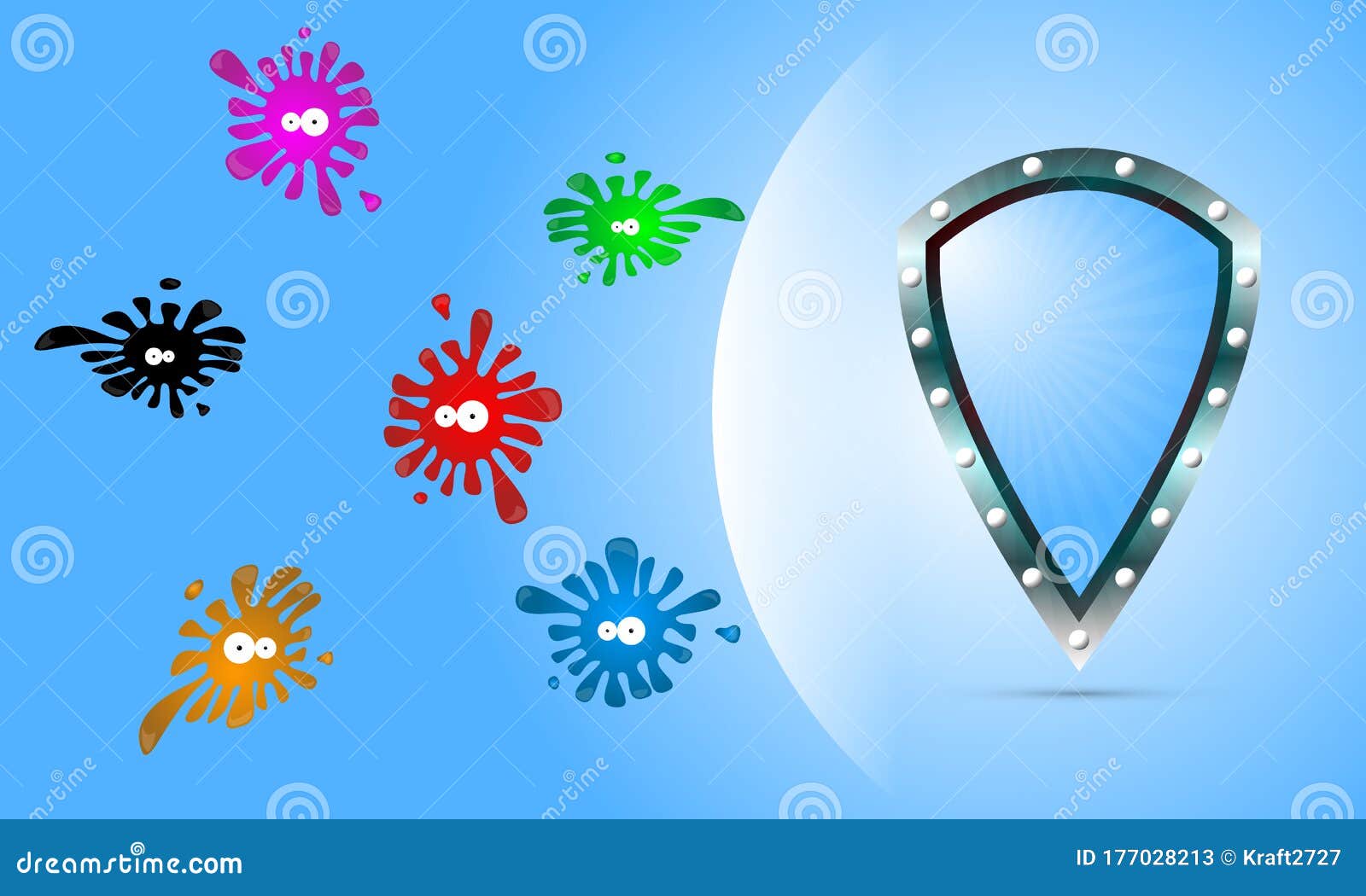 Shield Against Viruses and Bacteria Stock Vector - Illustration of ...
