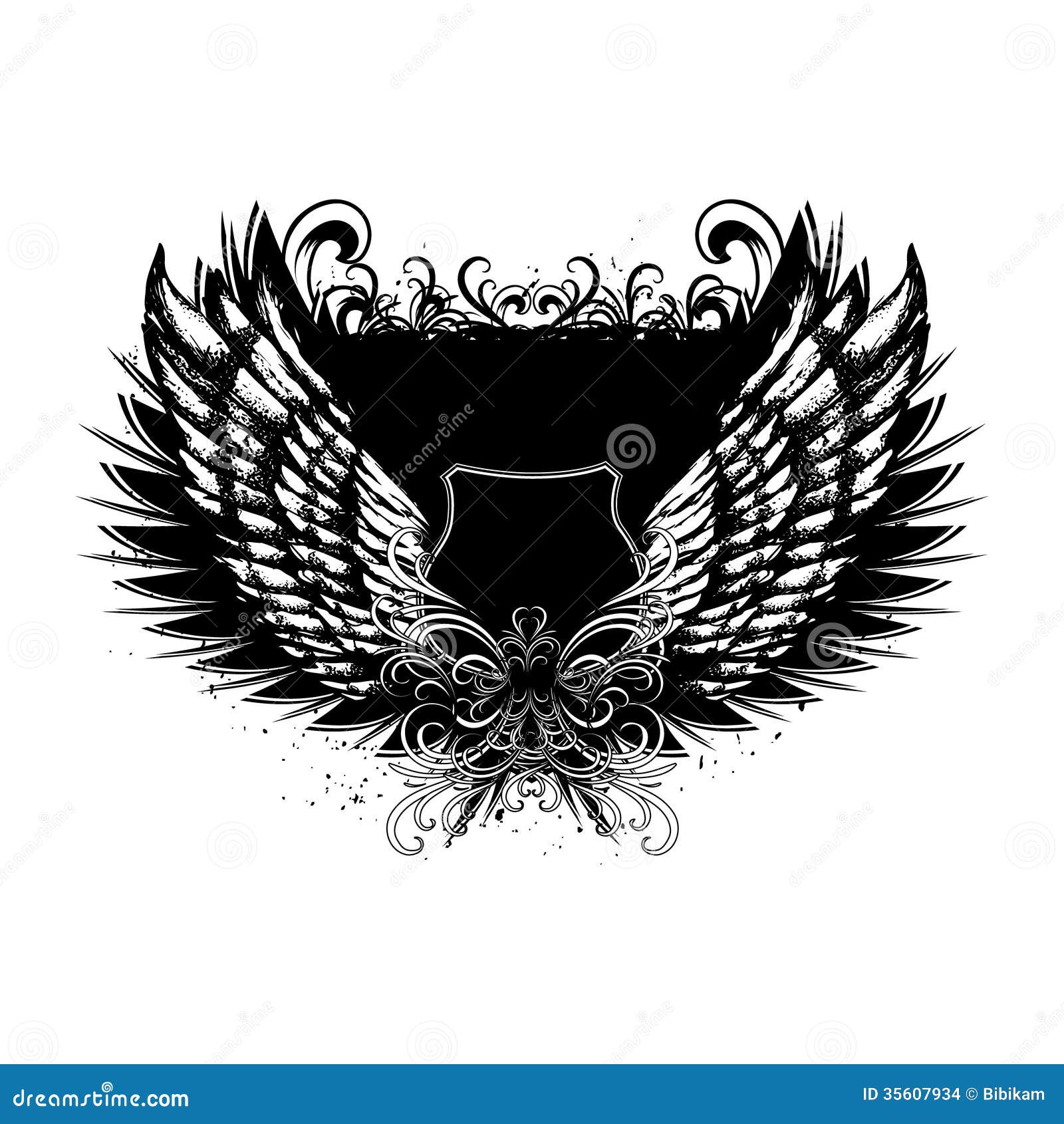 Shield with angel wings stock vector. Illustration of antique - 35607934