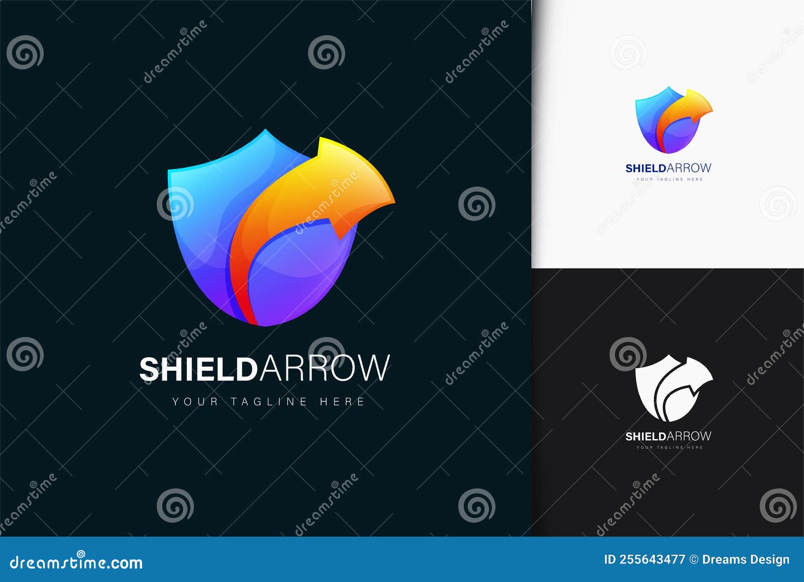 Shield Arrow Logo Design with Gradient Stock Vector - Illustration of ...