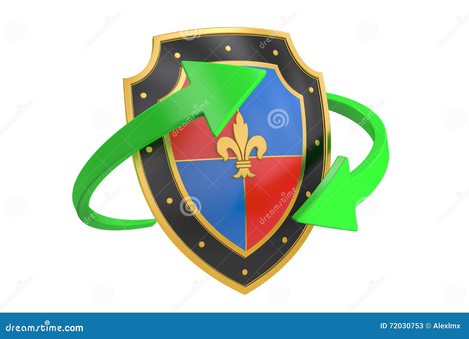 Shield with Arrows, 3D Rendering Stock Illustration - Illustration of ...