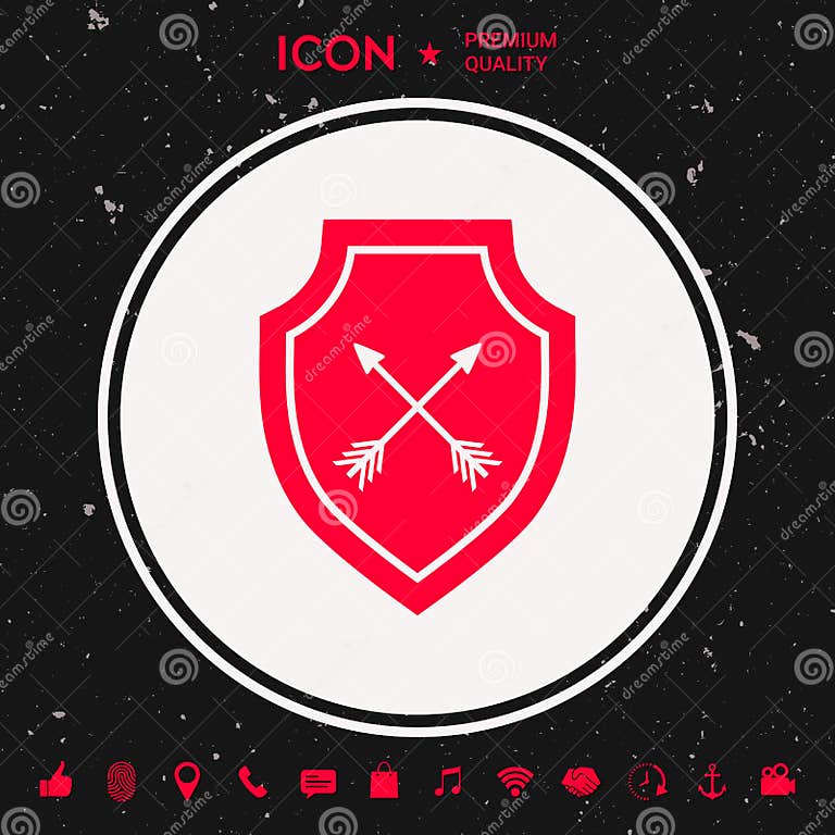 Shield with Arrows. Protection Icon Stock Vector - Illustration of ...