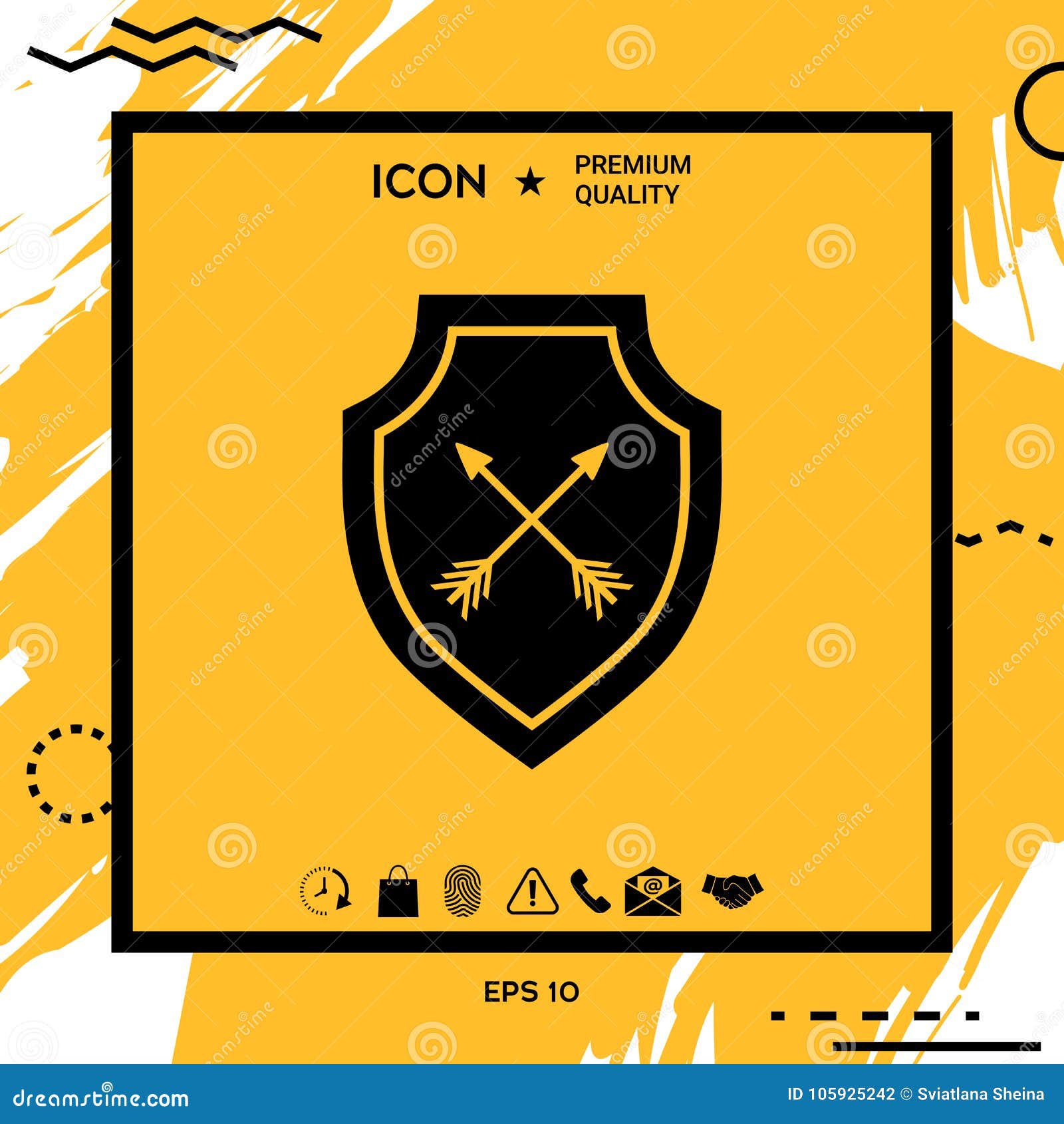 Shield with Arrows. Protection Icon Stock Vector - Illustration of ...