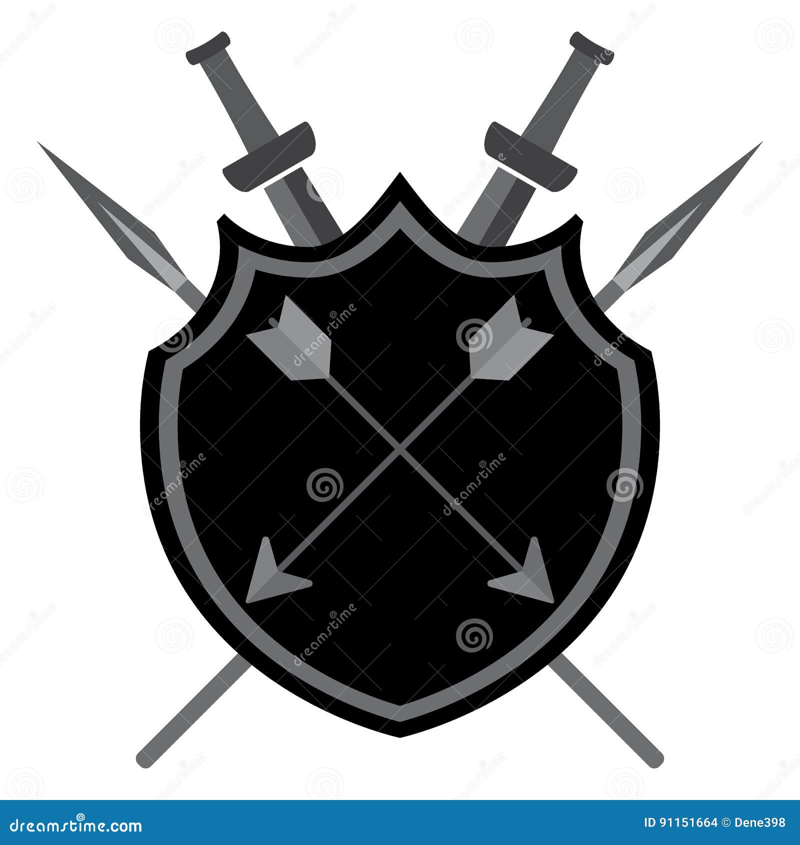 Shield with arrows stock vector. Illustration of arms - 91151664