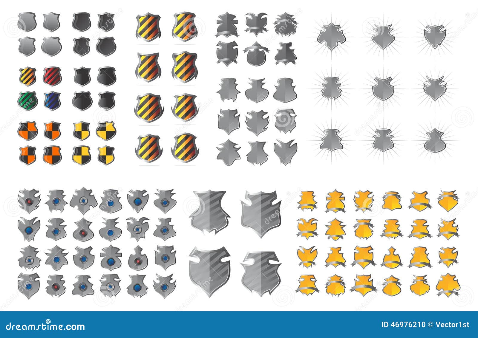 Shield art pack stock vector. Illustration of glassy - 46976210