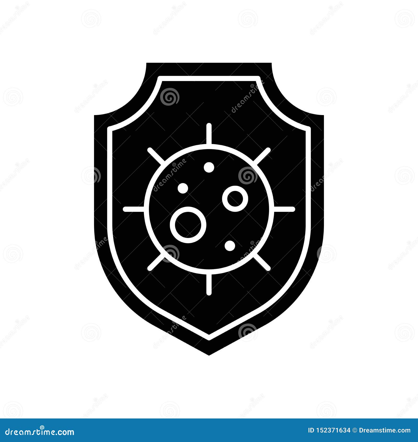 Shield with Bacteria Vector Illustration, Hygiene Solid Style Icon ...