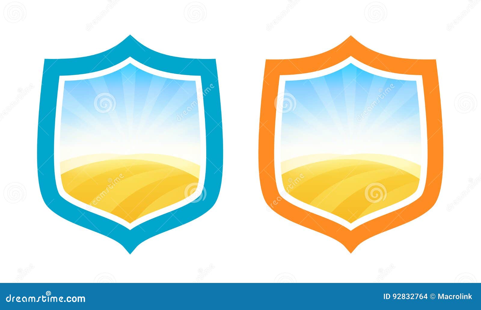 Shield Badges with Farm Field of Wheat Stock Vector - Illustration of ...