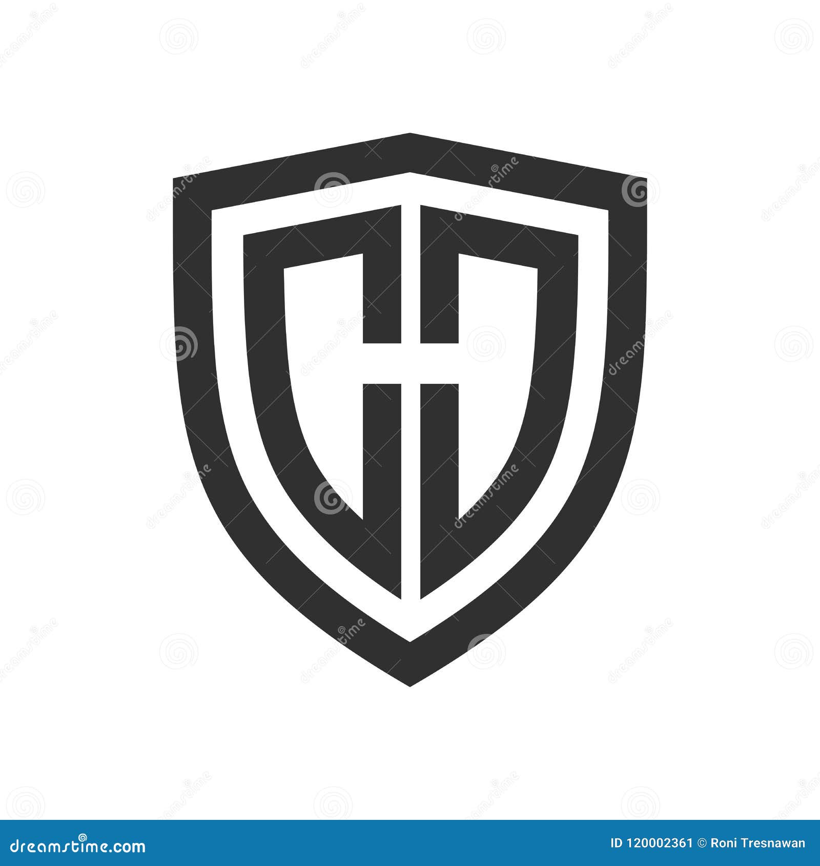 Shield Basic Outline Initial H Symbol Logo Design Stock Vector ...