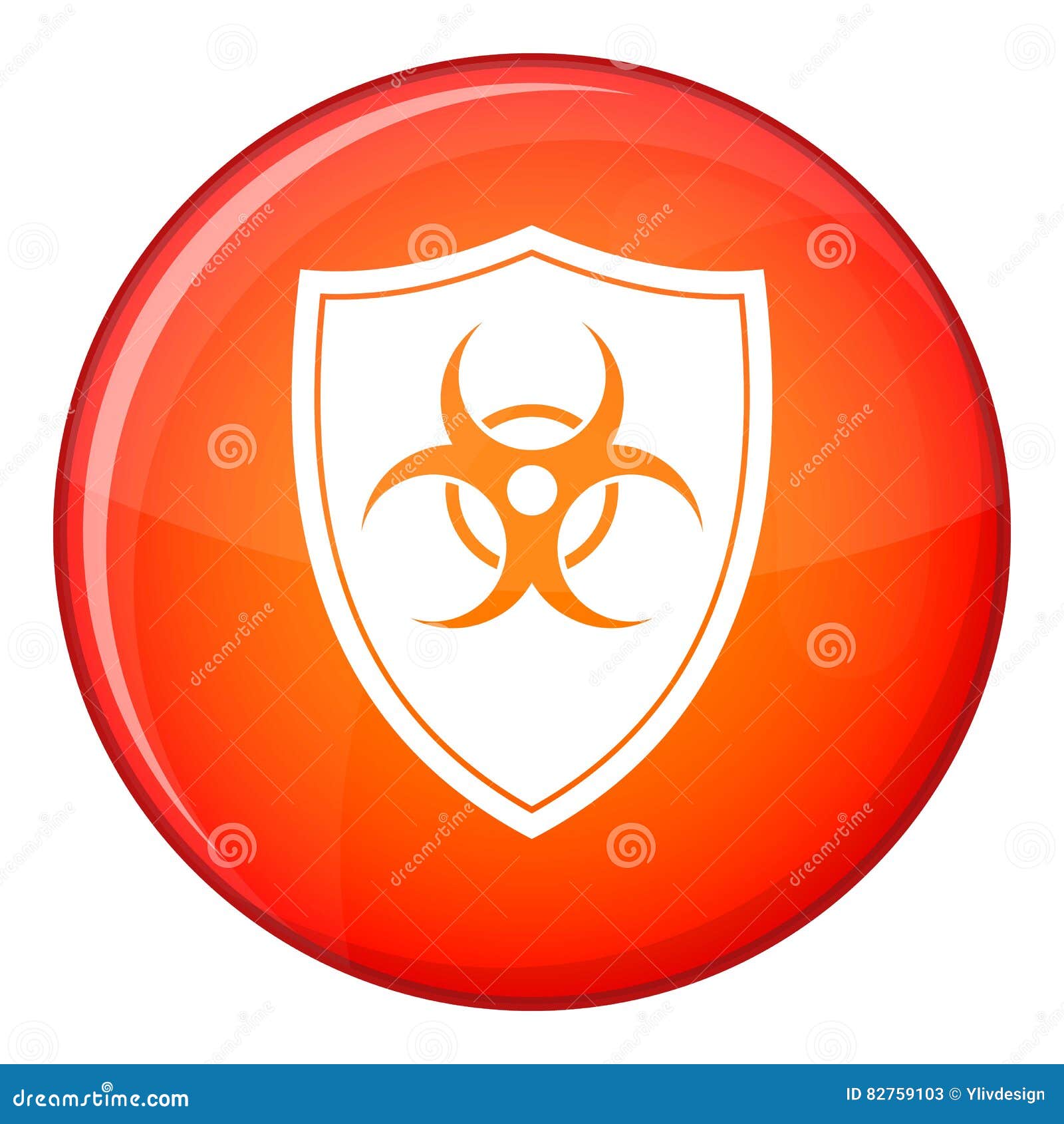 Shield with a Biohazard Sign Icon, Flat Style Stock Vector ...