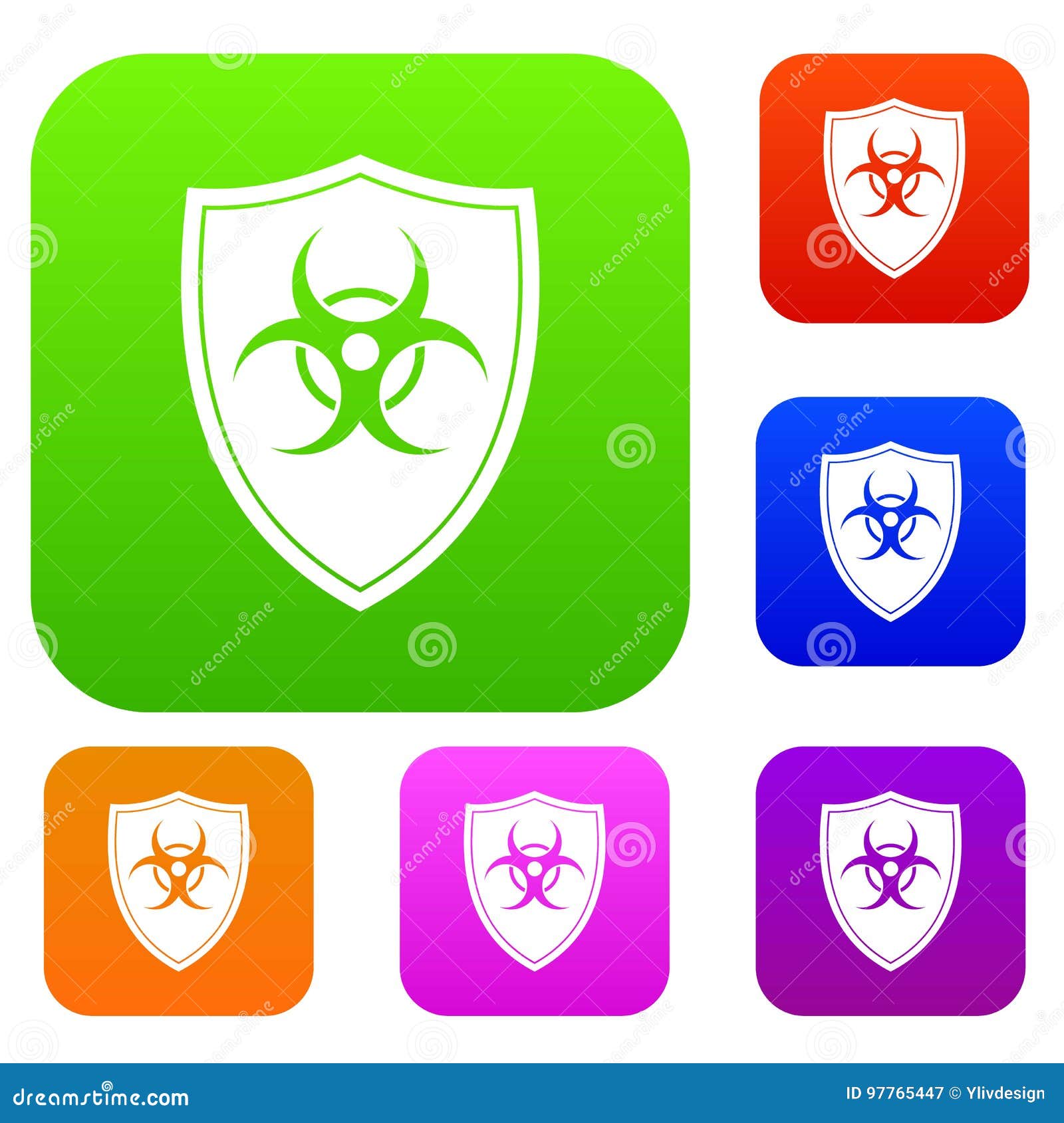 Shield with a Biohazard Sign Set Collection Stock Vector - Illustration ...