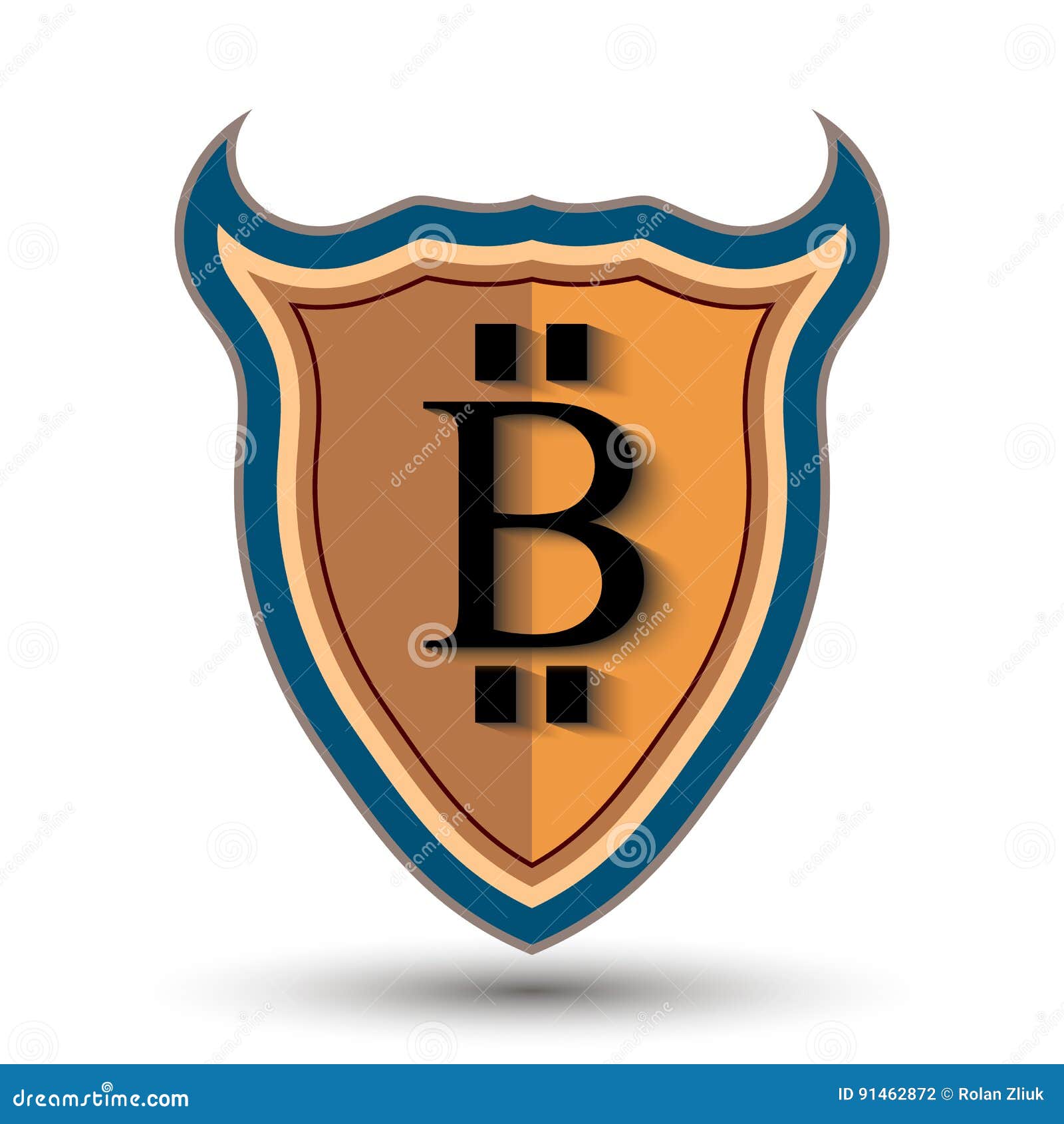 Shield with Bit Coin Symbol Stock Vector - Illustration of graphic ...