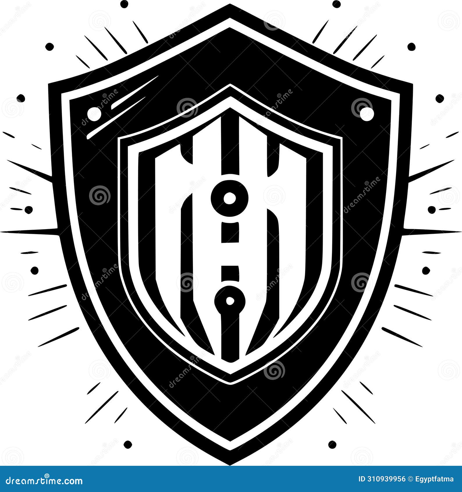 Shield - Black and White Vector Illustration Stock Vector ...