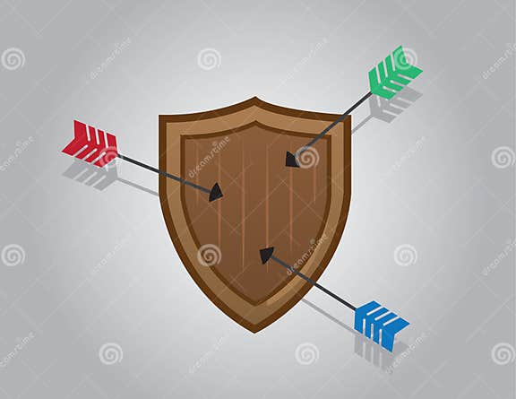 Shield Blocking Arrows stock vector. Illustration of vector - 60772597