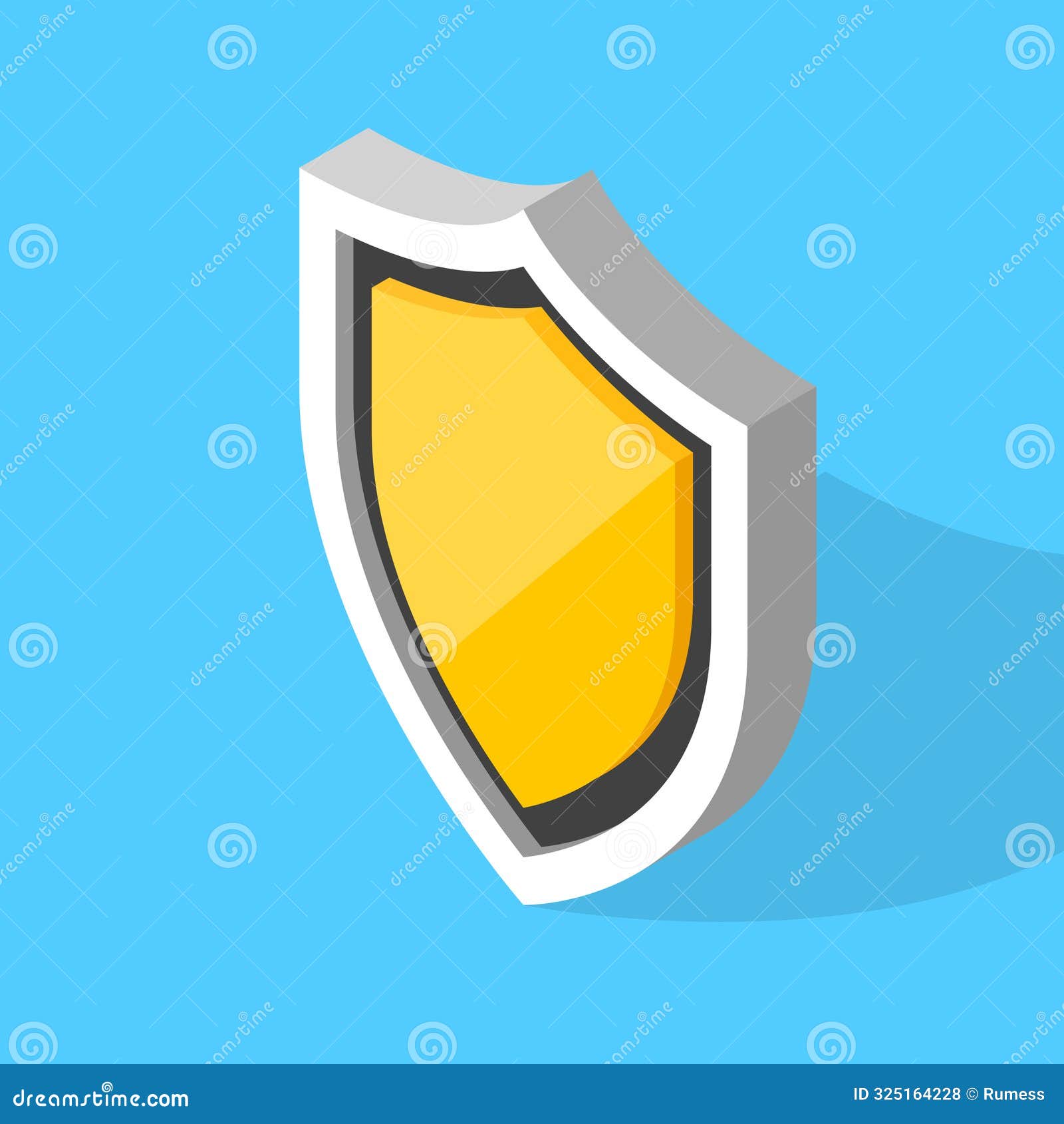 Yellow and Blue Isometric Shield Icon. Vector Illustration Stock ...