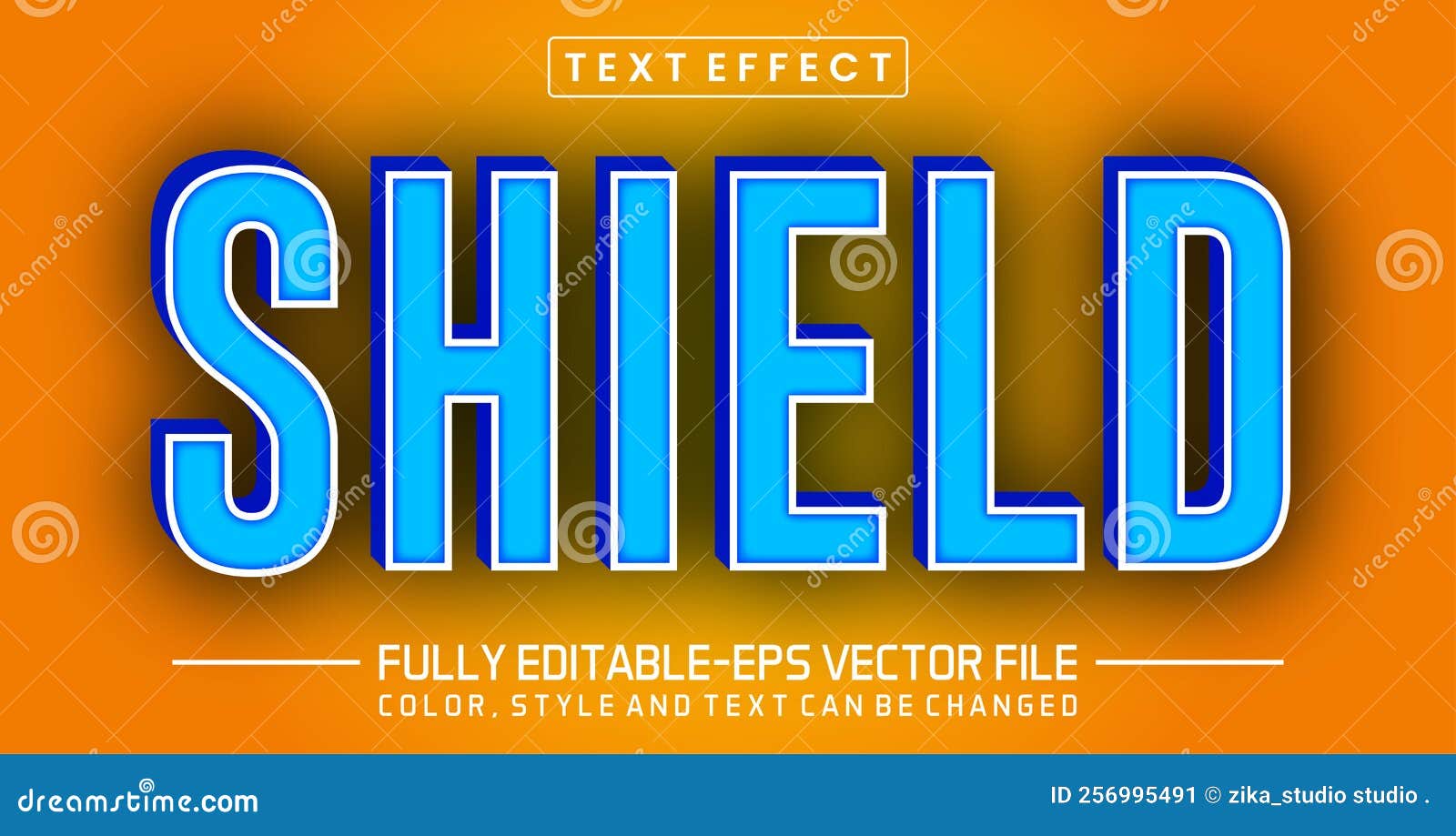 Shield Blue Font Text Effect Editable Stock Vector - Illustration of ...