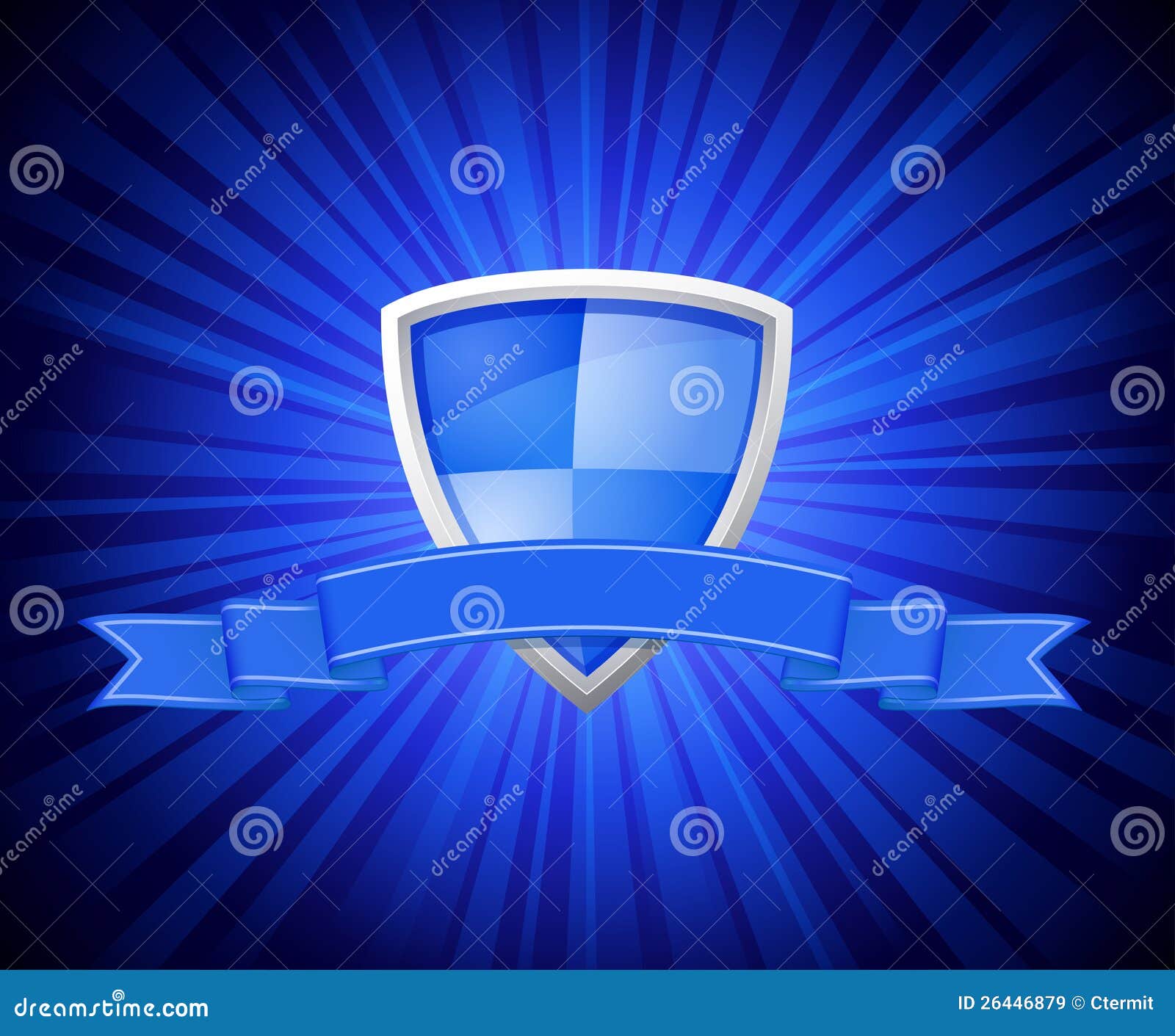 Shield with Blue Ribbon for Message Stock Vector - Illustration of icon ...