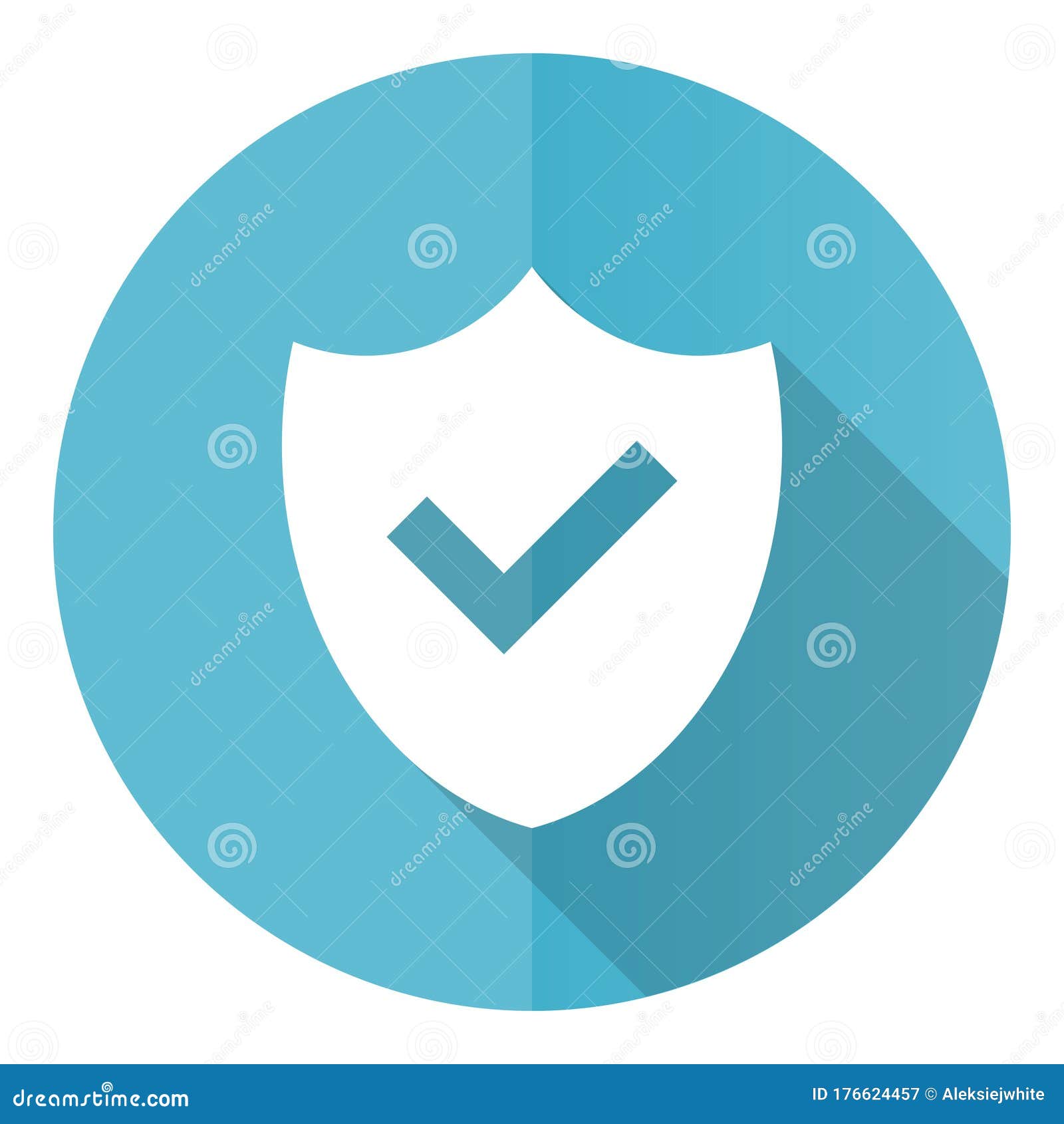 Shield Blue Round Flat Design Vector Icon Isolated on White Background ...
