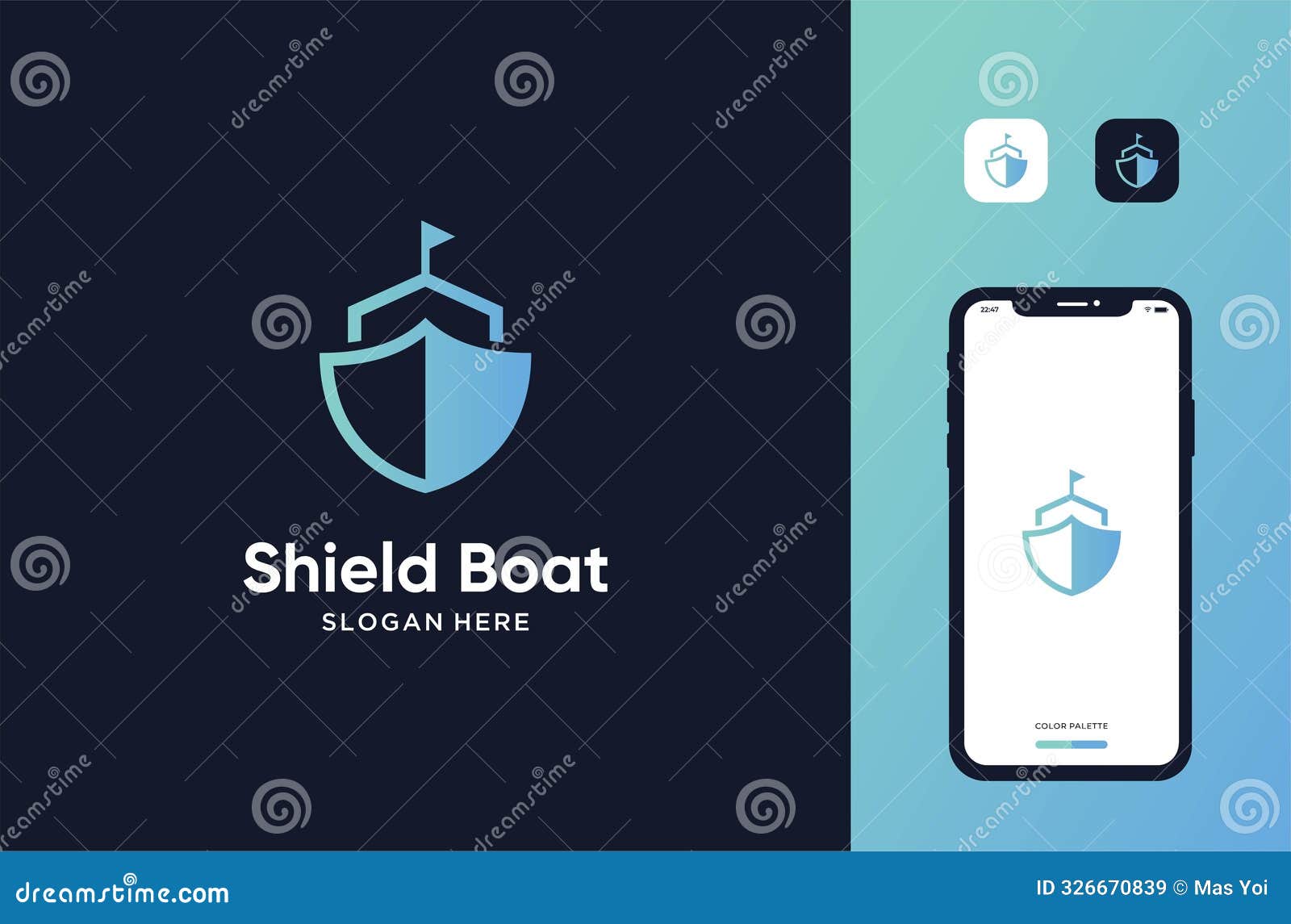 Shield Boat Logo Mark Premium Vector Stock Illustration - Illustration ...