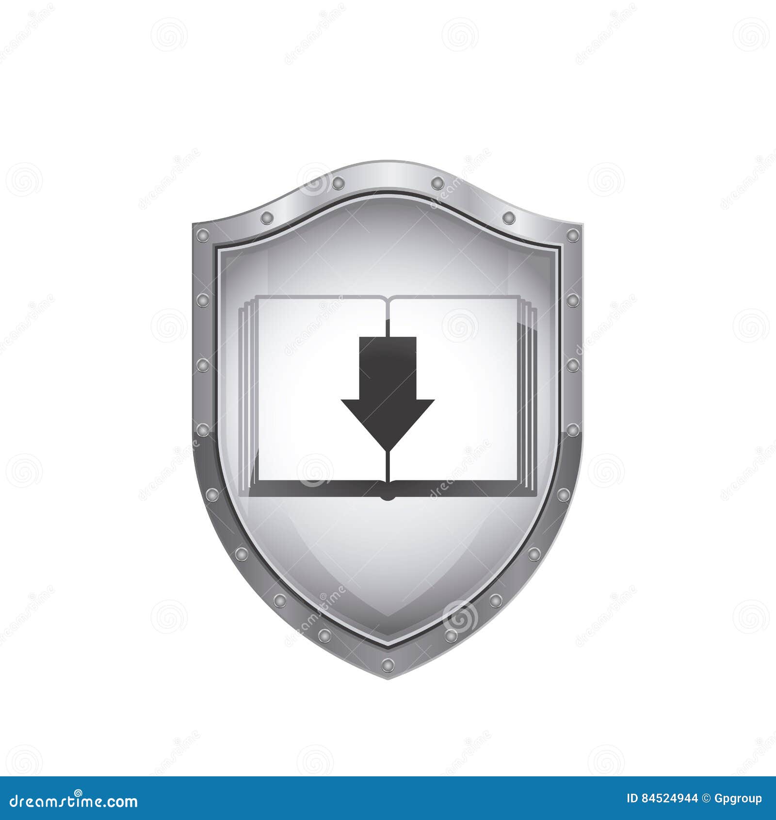 Shield with Book and Arrow Icon Flat Stock Vector - Illustration of ...