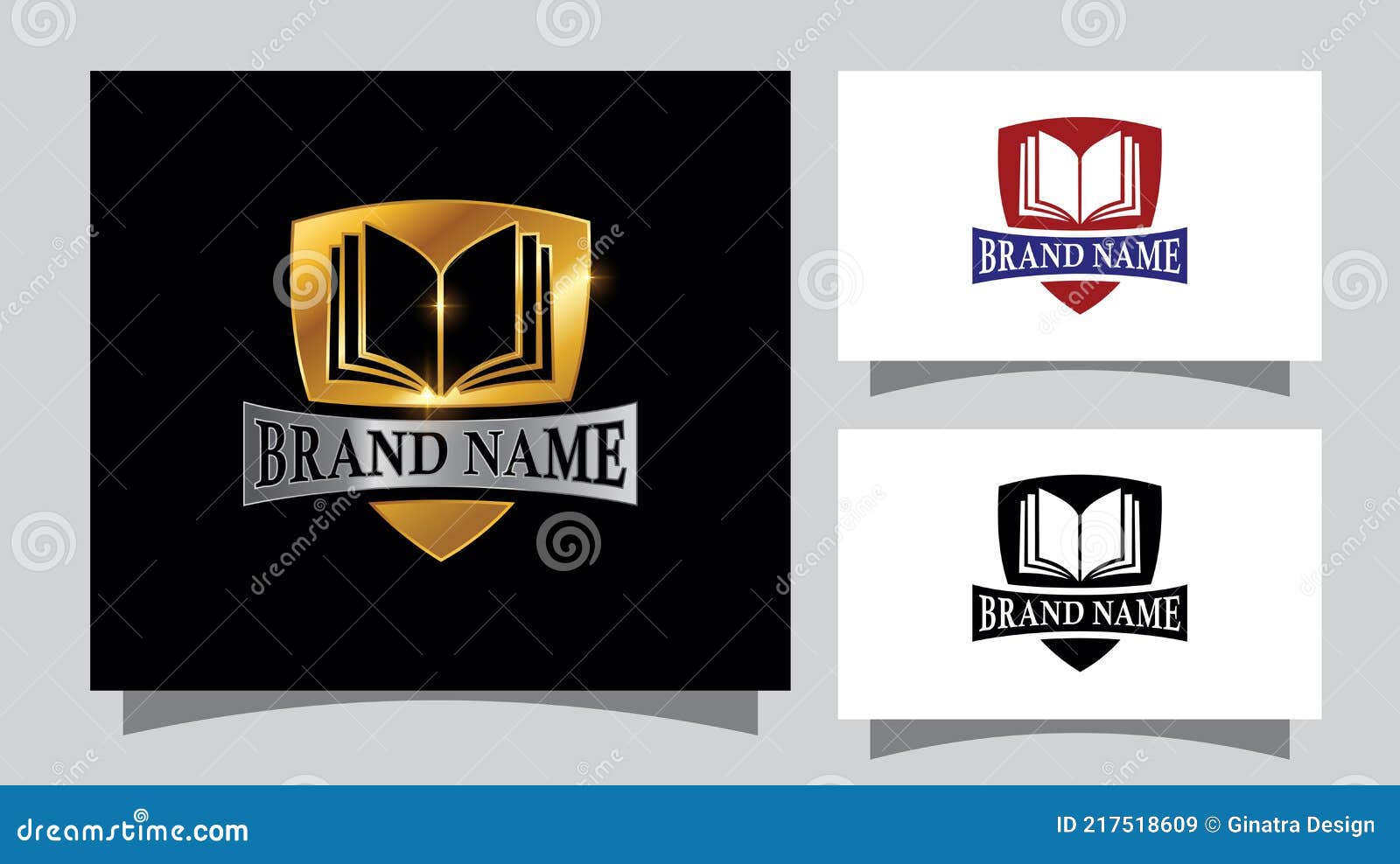 Shield and Book Logo Sign stock vector. Illustration of premium - 217518609