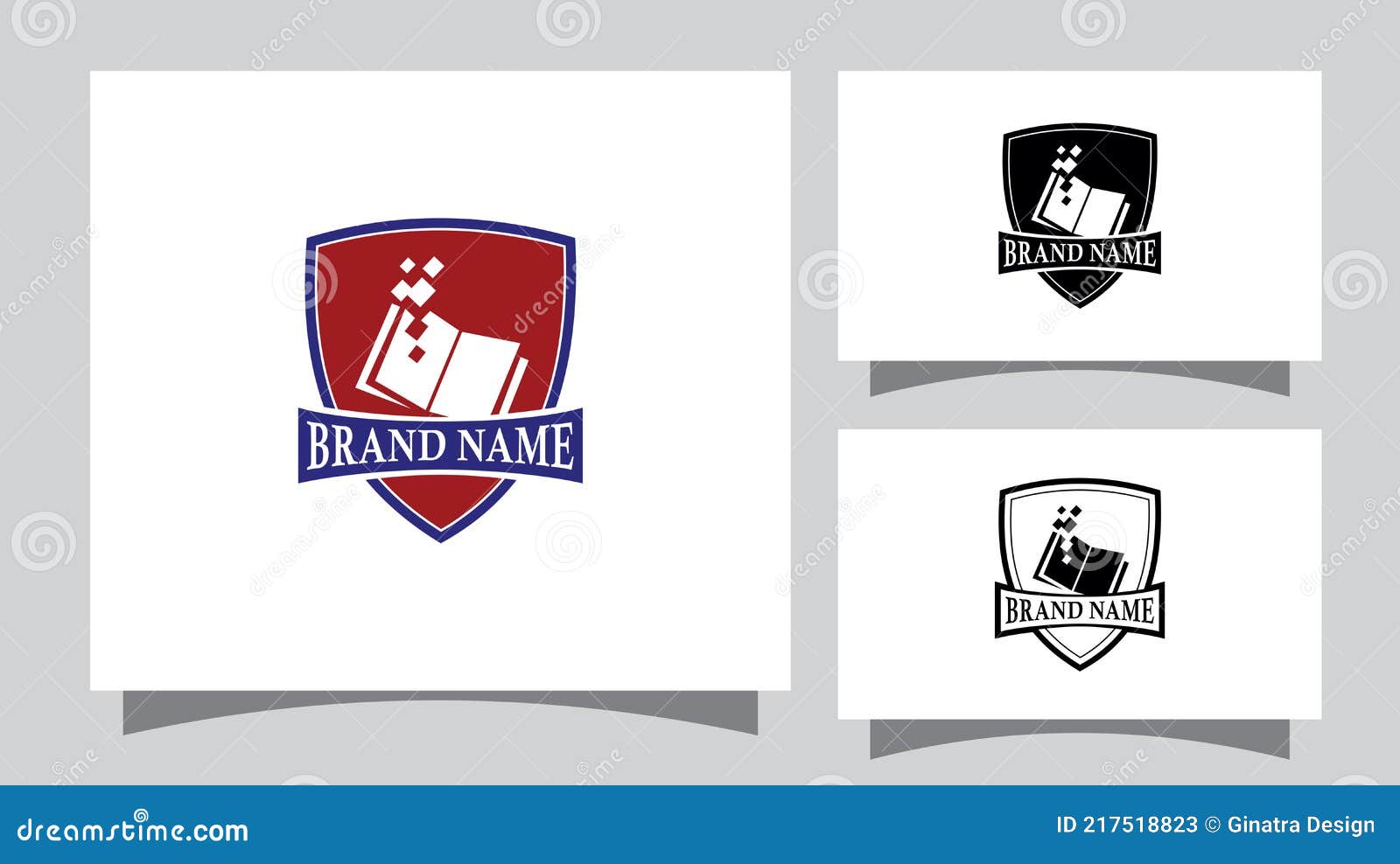 Shield and Book Logo Sign stock vector. Illustration of academy - 217518823