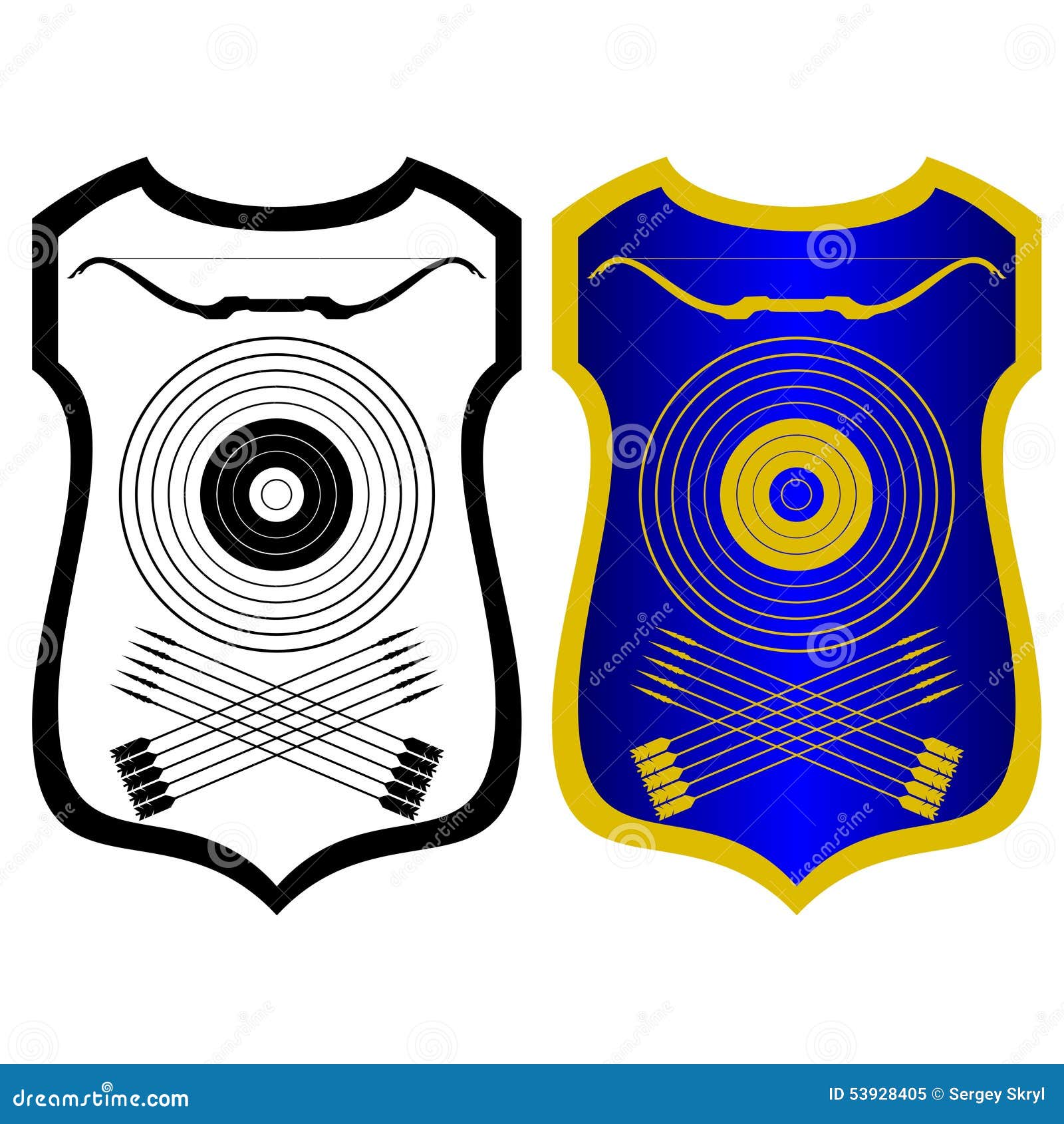 Shield, bow and arrows stock vector. Illustration of collection - 53928405