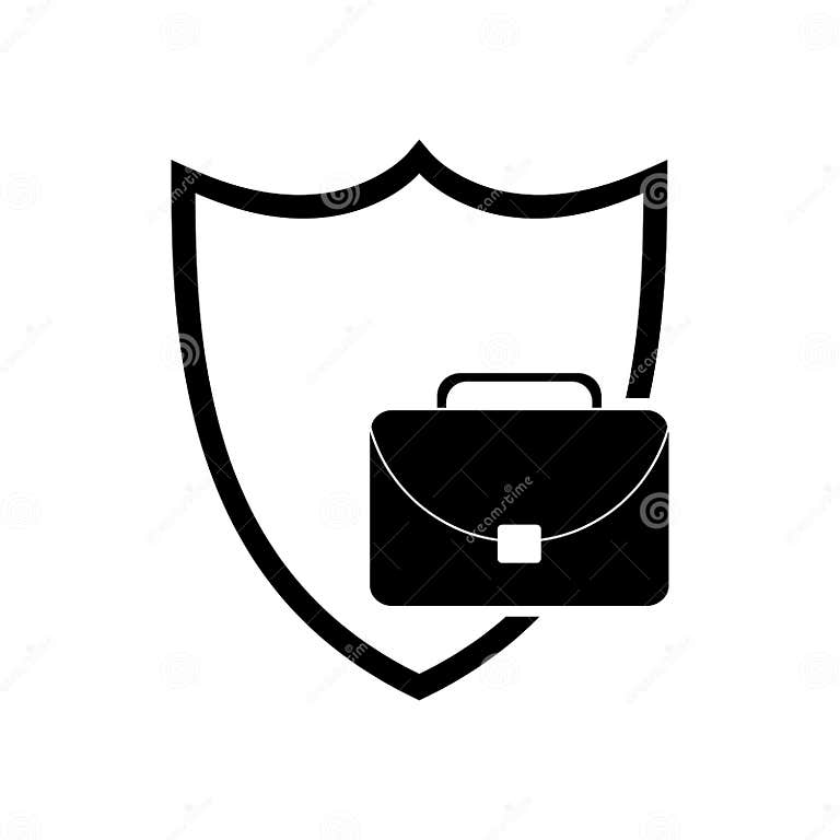 Shield and briefcase icon stock vector. Illustration of label - 80478729
