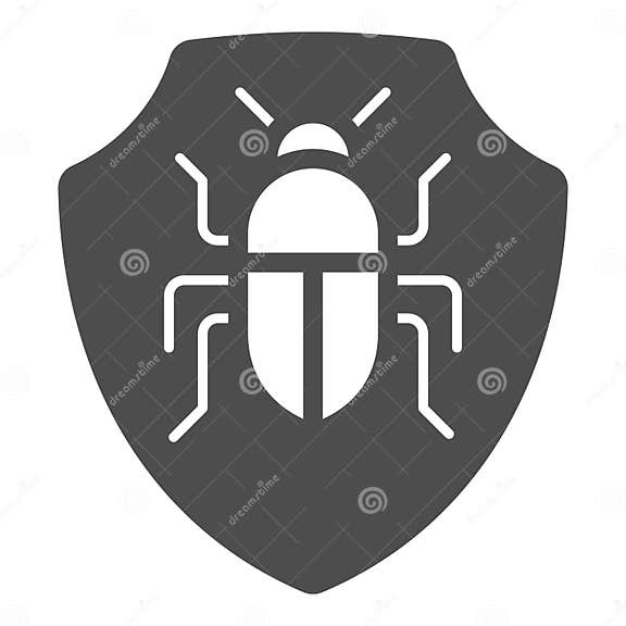 Shield with Bug Solid Icon, Malware Protection Concept. Vector Graphics Stock Illustration ...