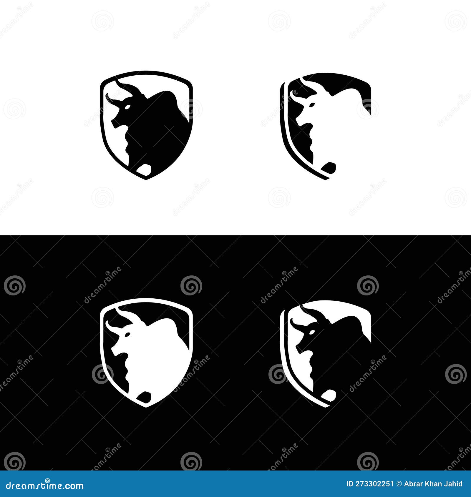 Shield Bull Animal Logo Design Stock Vector - Illustration of statistic ...