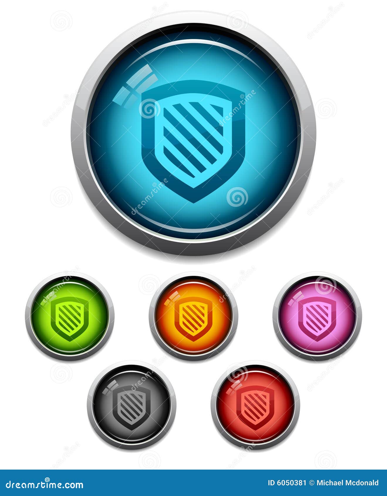 Shield button icon stock vector. Illustration of orange - 6050381