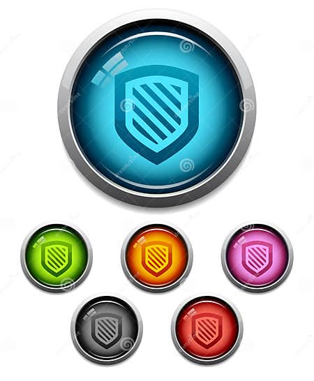 Shield button icon stock vector. Illustration of orange - 6050381