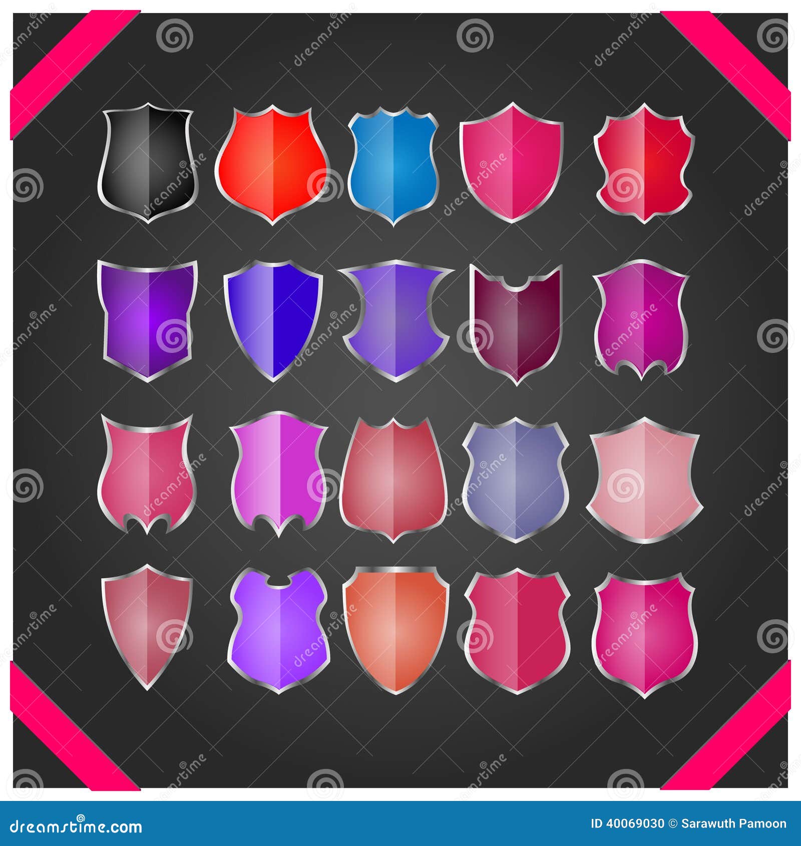 Shield button set. stock vector. Illustration of abstract - 40069030