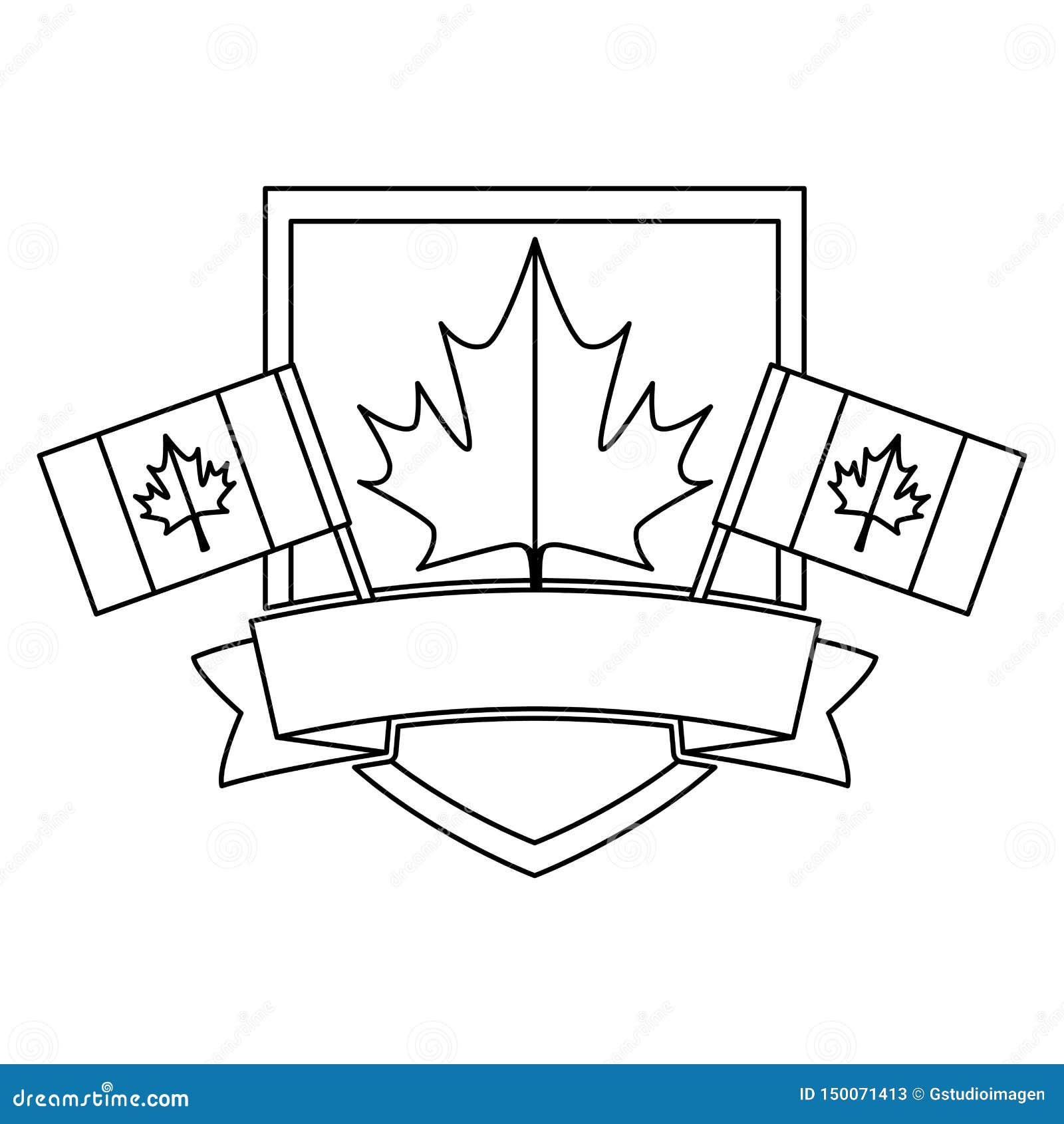 Shield with Canadian Flags Frame Stock Illustration - Illustration of ...