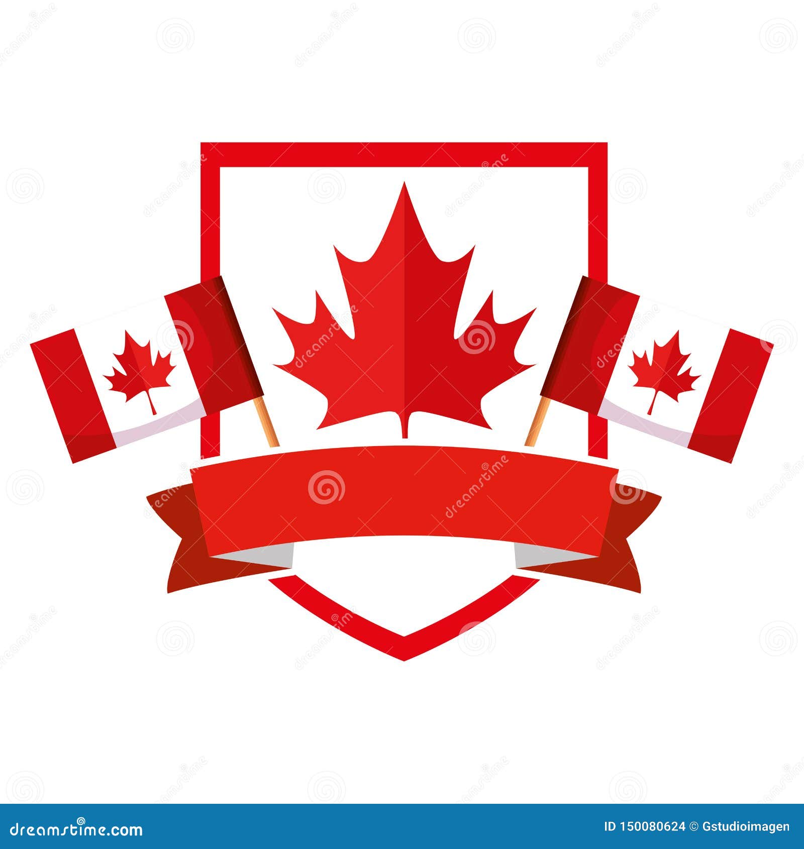 Shield with Canadian Flags Frame Stock Illustration - Illustration of ...