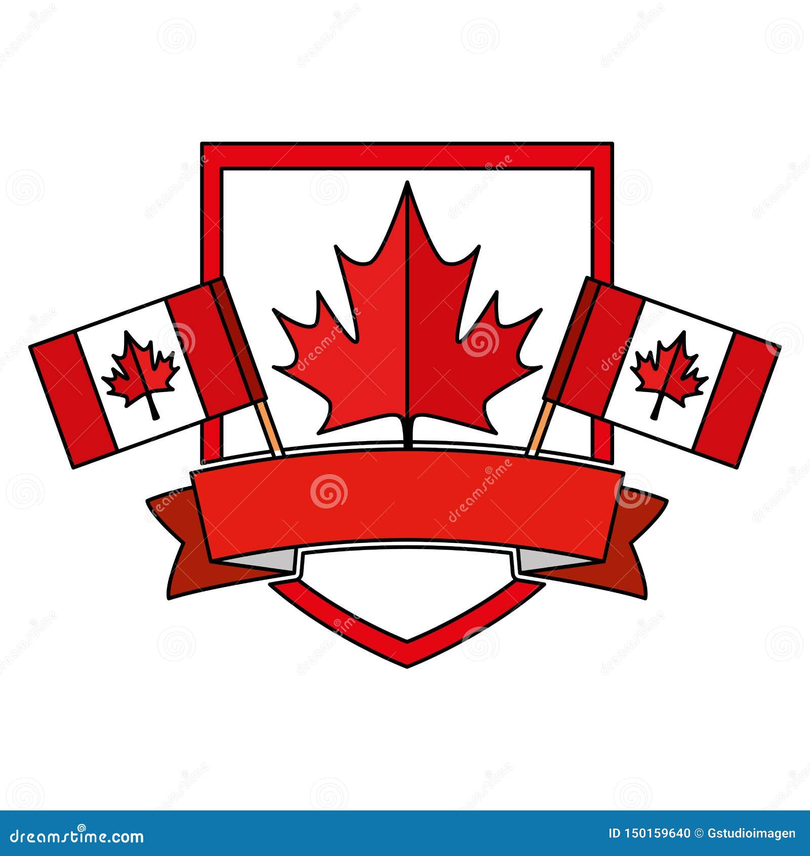Shield with Canadian Flags Frame Stock Illustration - Illustration of ...