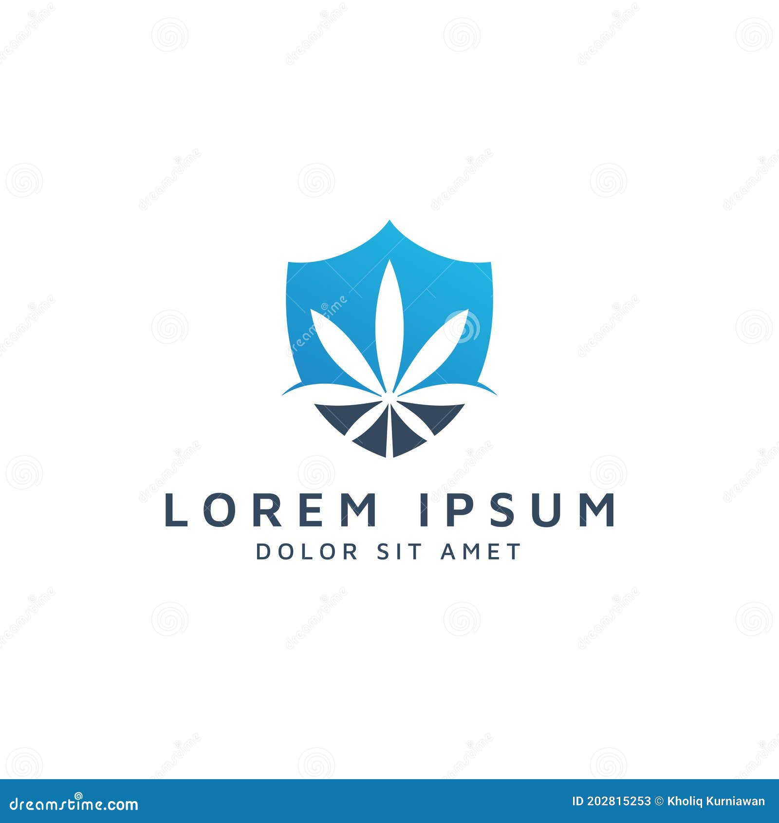 Shield and Cannabis Negative Space Logo Design Stock Vector ...